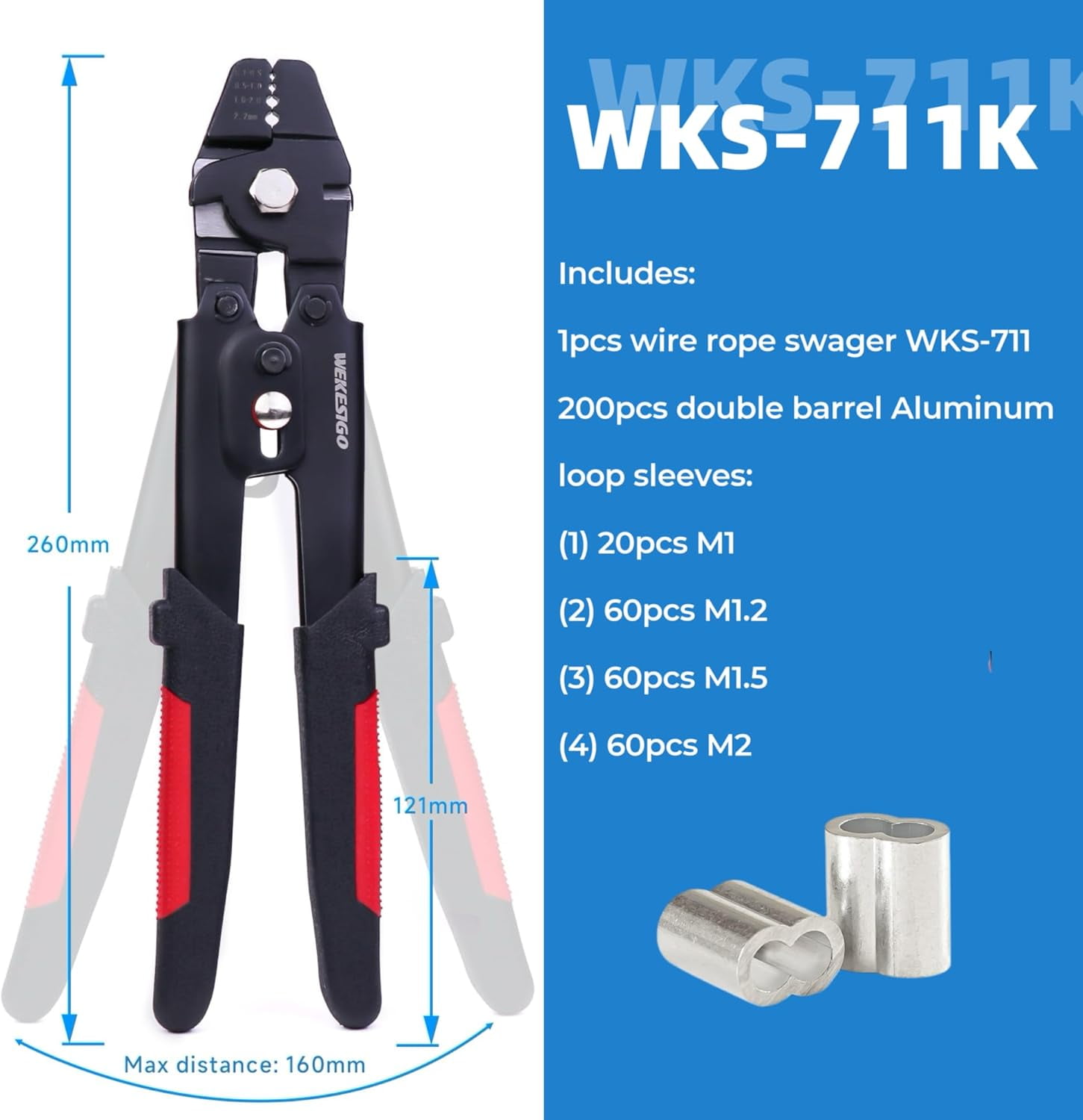 UKLL-Wire Rope Swager Wire Rope Swaging Tool for Crimping Fishing Lines ...