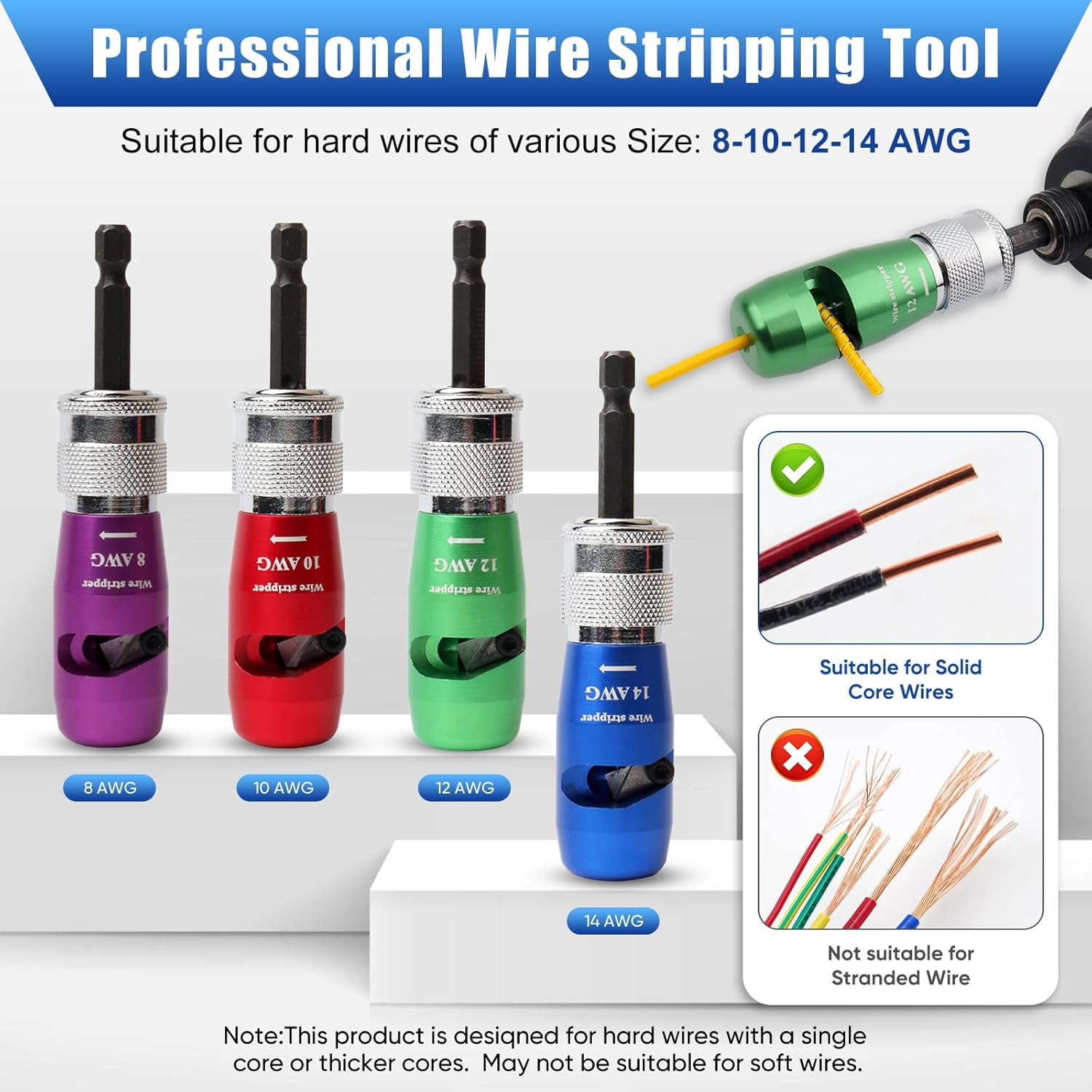 UKLL-Wire Stripper for Drill, Upgraded Electric Wire Stripping & Wire Twisting Connector for AWG ...
