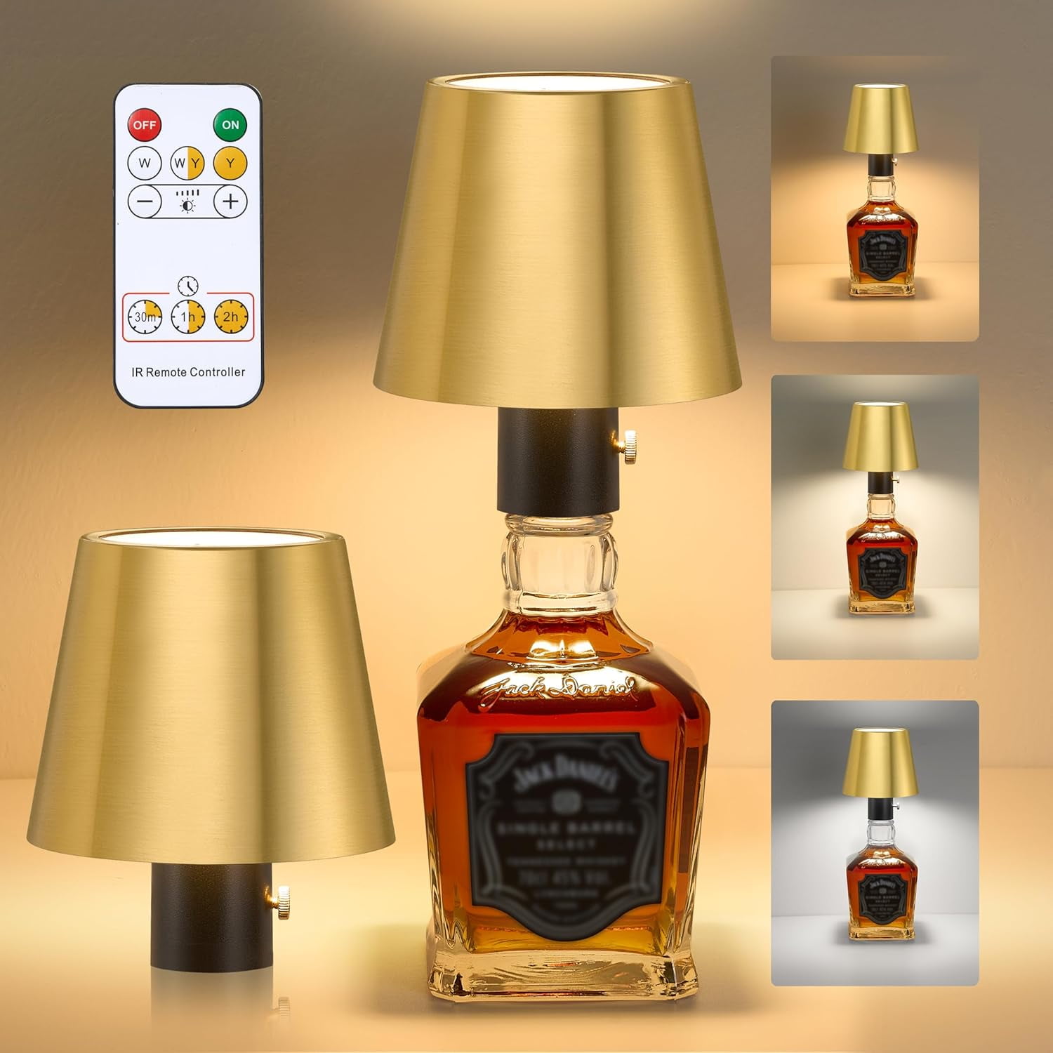 UKLL-Wireless Bottle Lamp,Rechargeable Bottle Lights, 3 Color Temperature with Remote Control ...