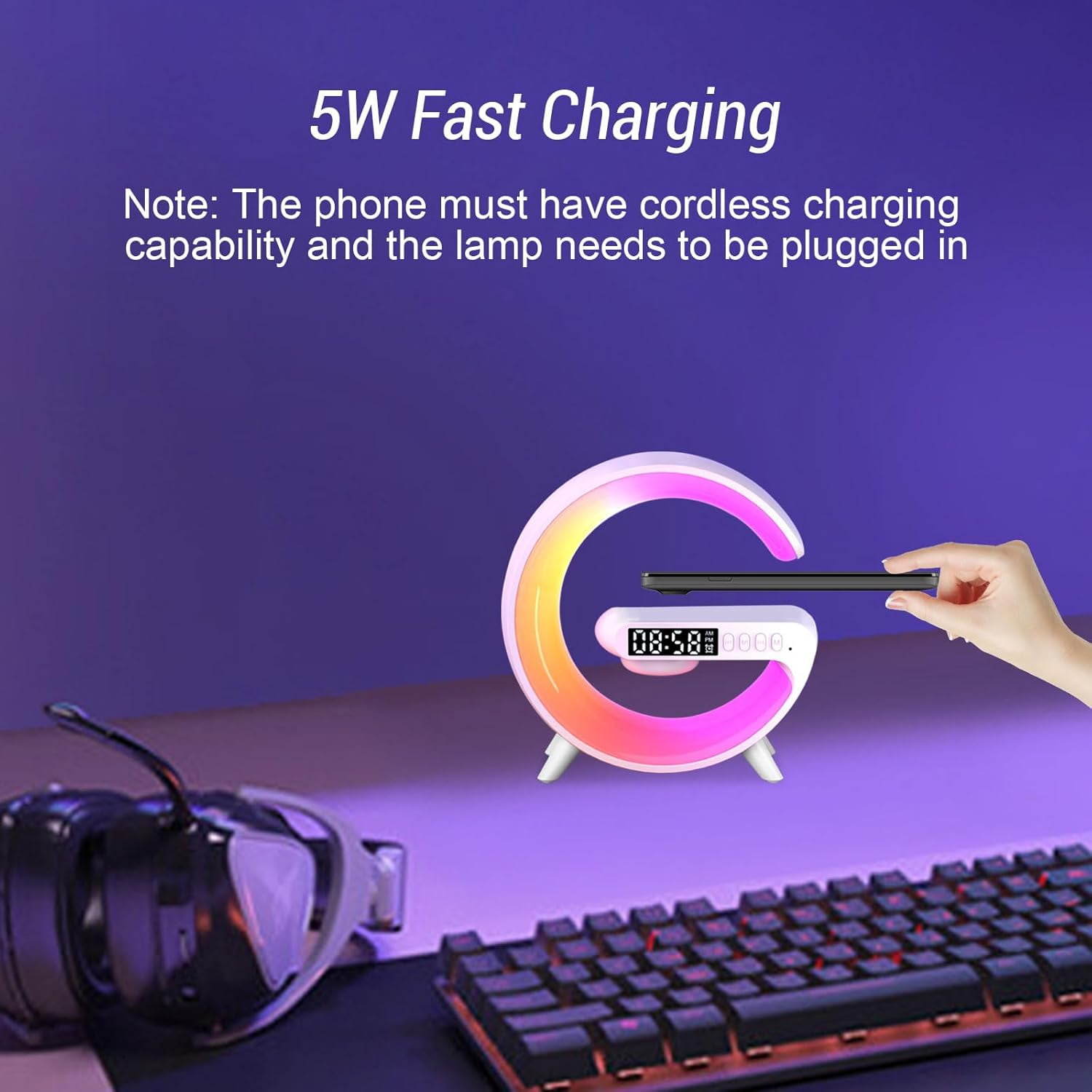 UKLL-Wireless Charger Atmosphere Lamp, Intelligent LED Table Lamp G ...