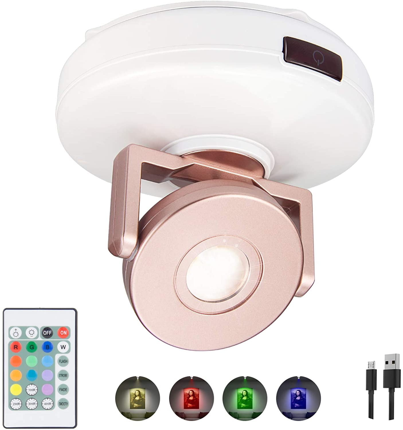 UKLL-Wireless LED Spotlight Battery Powered, Dimmable Accent Lighting ...