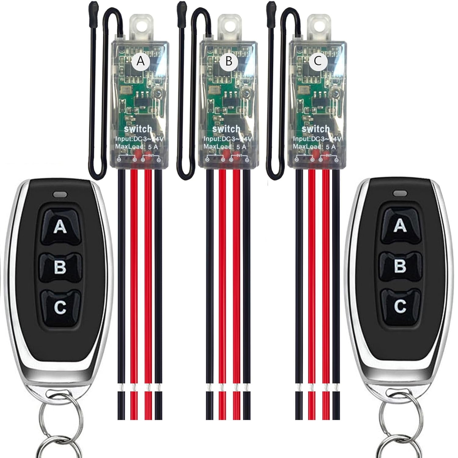 UKLL-Wireless Lights Switch and Receiver Kit 3 Way,No Wiring Mini ...