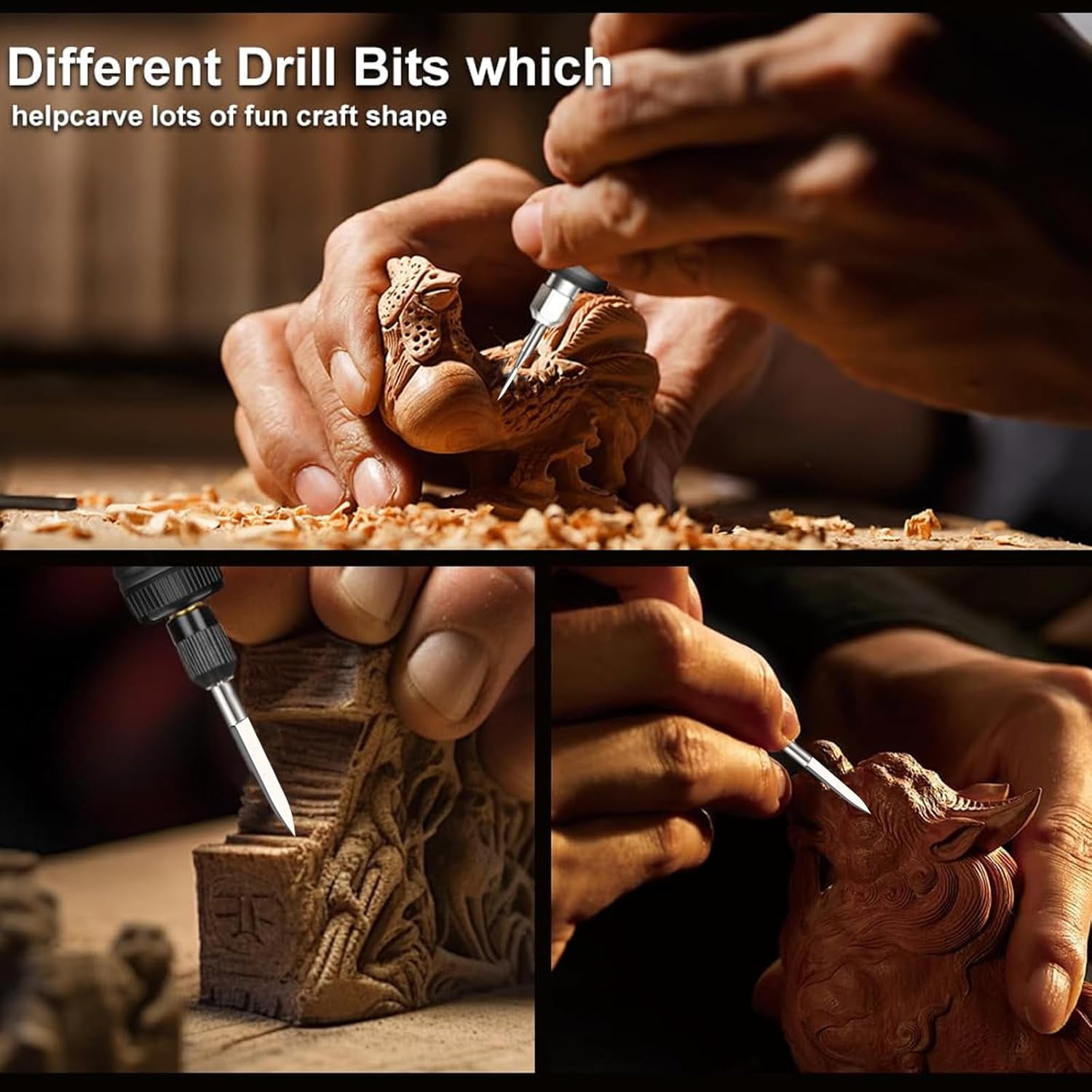 UKLL-Wood Carving Tools,Five or Six Different Drill Bits, DIY Carving ...