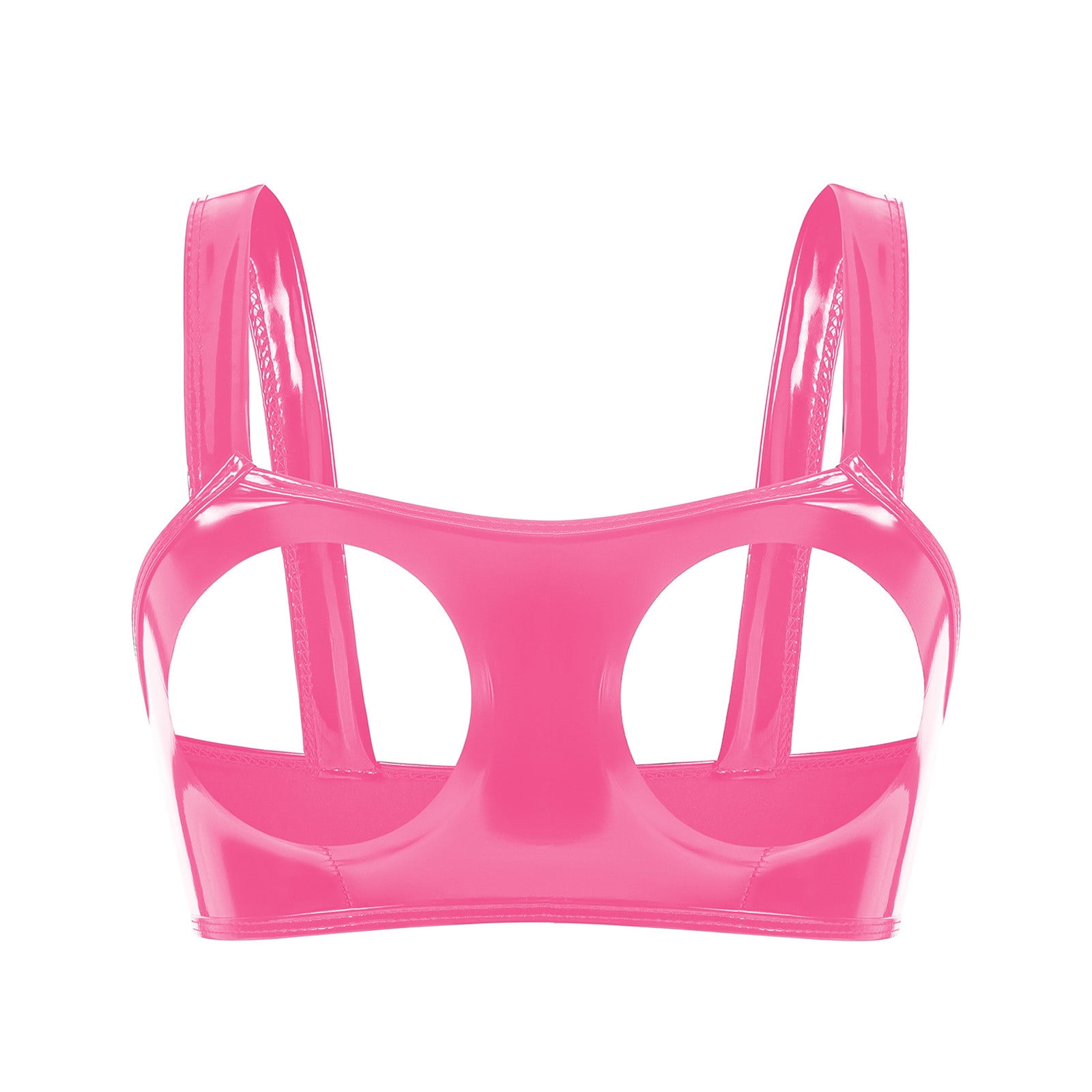 UKLSQMA Ladies' Solid Color PVC Patent Leather Sexy Bras,Sexy Lingerie ...