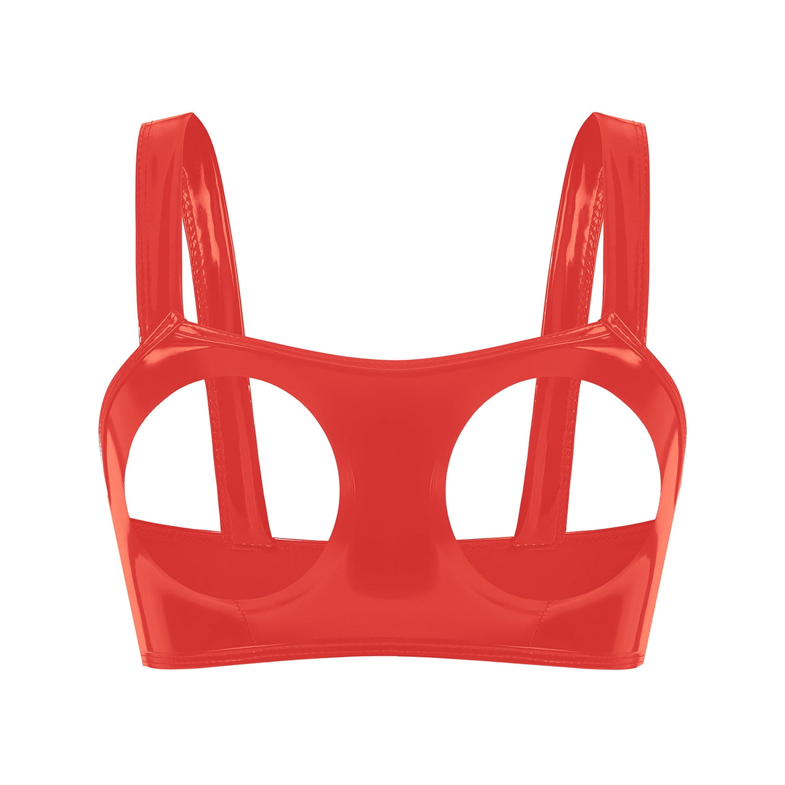 UKLSQMA Ladies' Solid Color PVC Patent Leather Sexy Bras,Sexy Lingerie ...