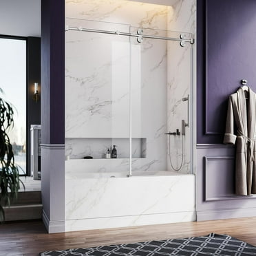 VIGO Elan 60-64in W x 74in H Frameless Sliding Shower Door, Clear Glass ...