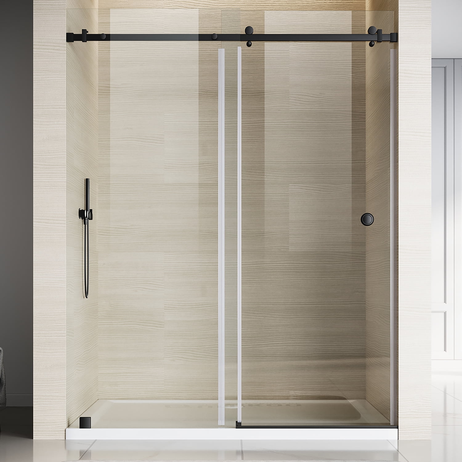 UKS09-Frameless Single Sliding Shower Door with SGCC Certified Tempered ...