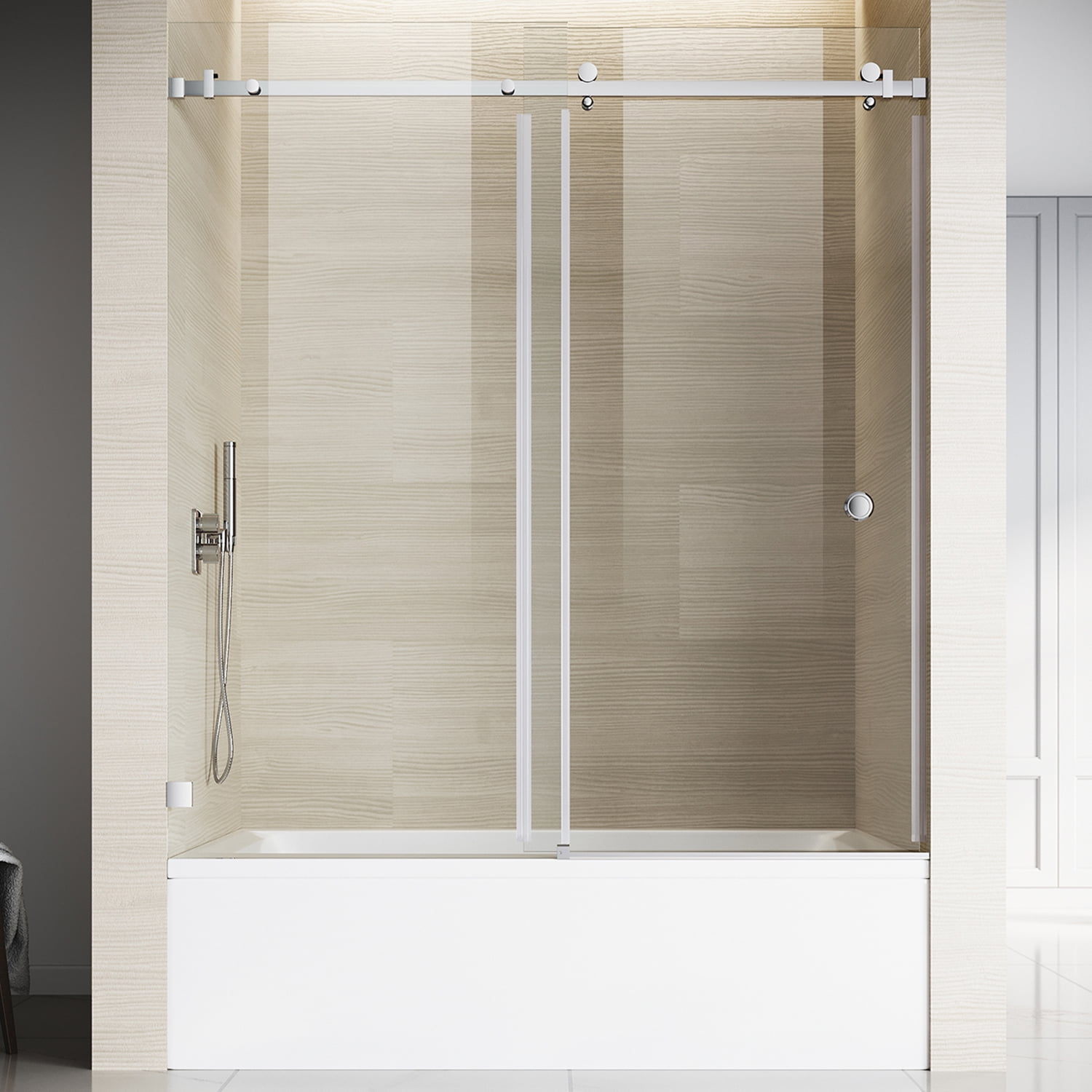 UKS09-Frameless Single Sliding Shower Door with SGCC Certified Tempered ...