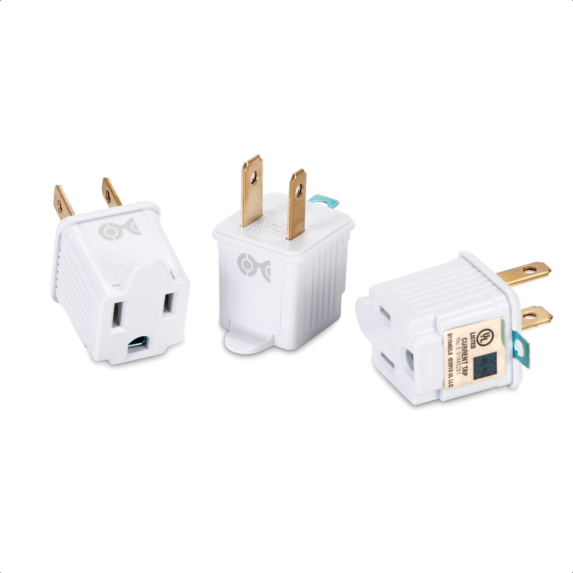 [UL Listed] Cable Matters 3-Pack 2 Prong to 3 Prong Outlet Adapter in ...
