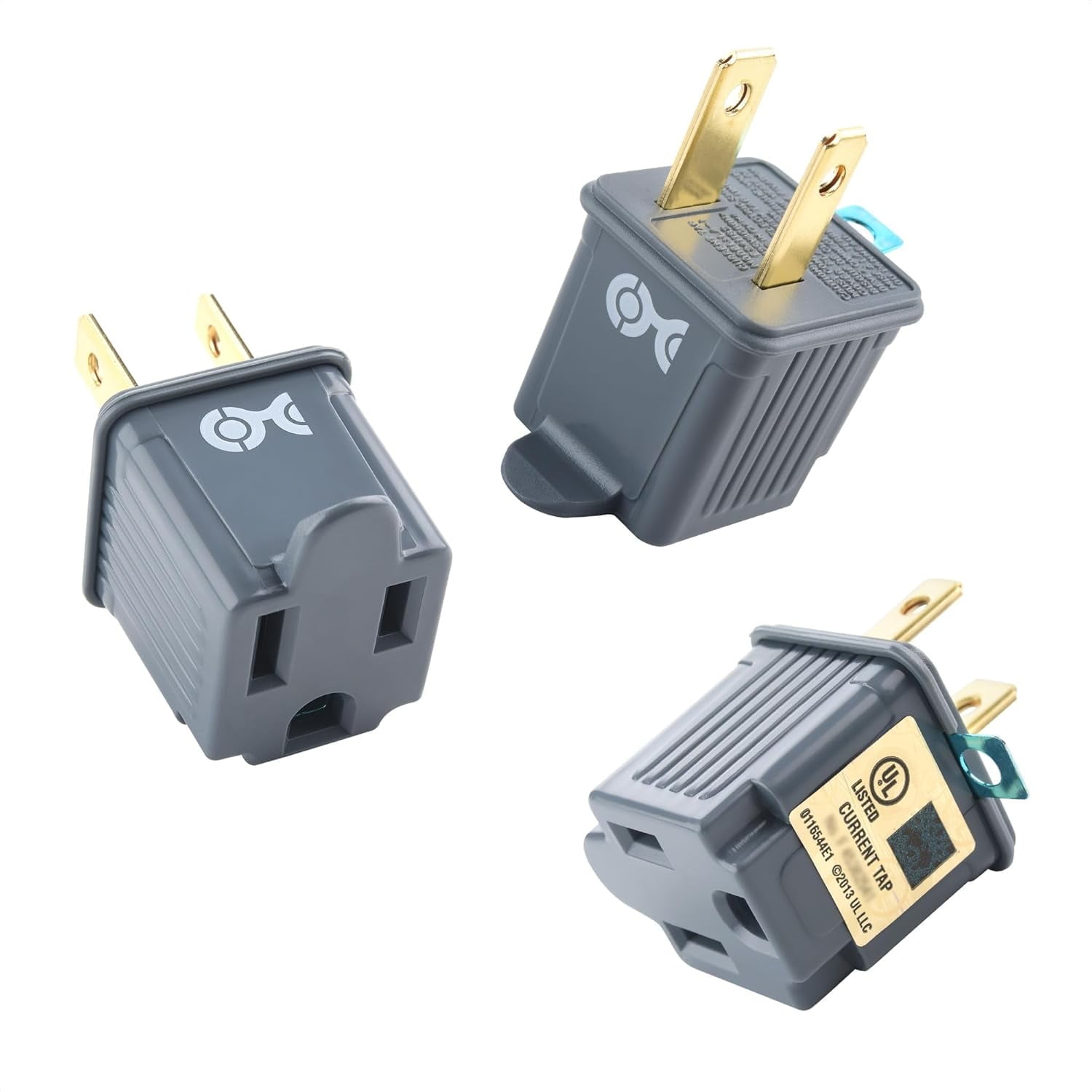 Cable Matters [UL Listed] 3-Pack 2 Prong to 3 Prong Outlet Adapter ...