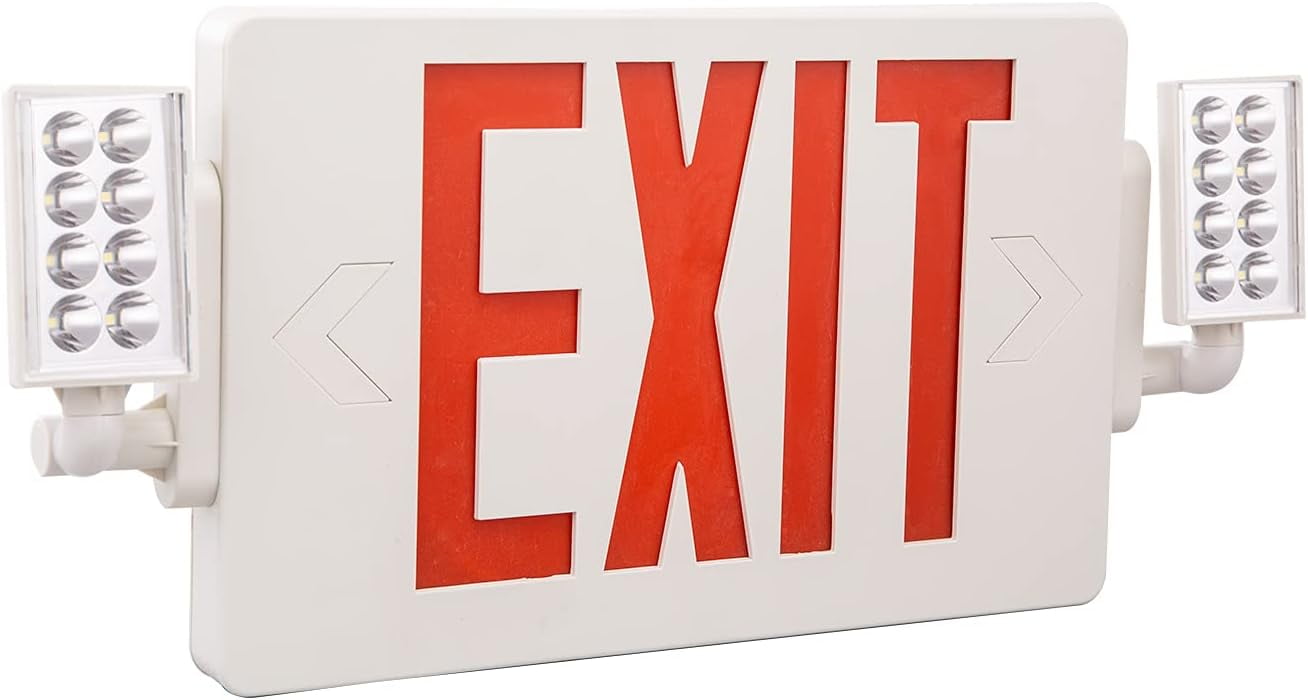 UL Listed Exit Sign with Emergency Lights - 1 Pack, Two LED Adjustable ...