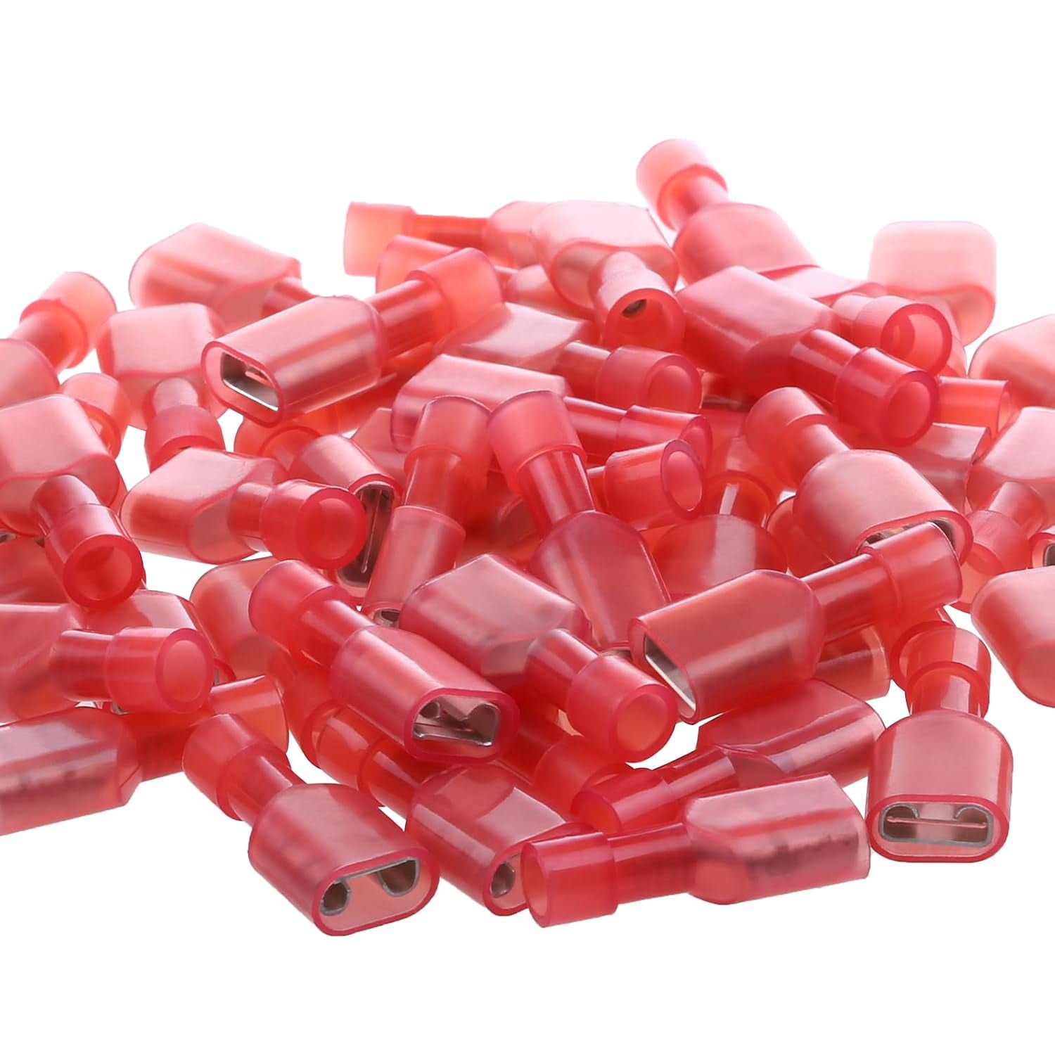 UL Listed Red Female Spade Connector 22-16 AWG, 100 Pcs Nylon ...