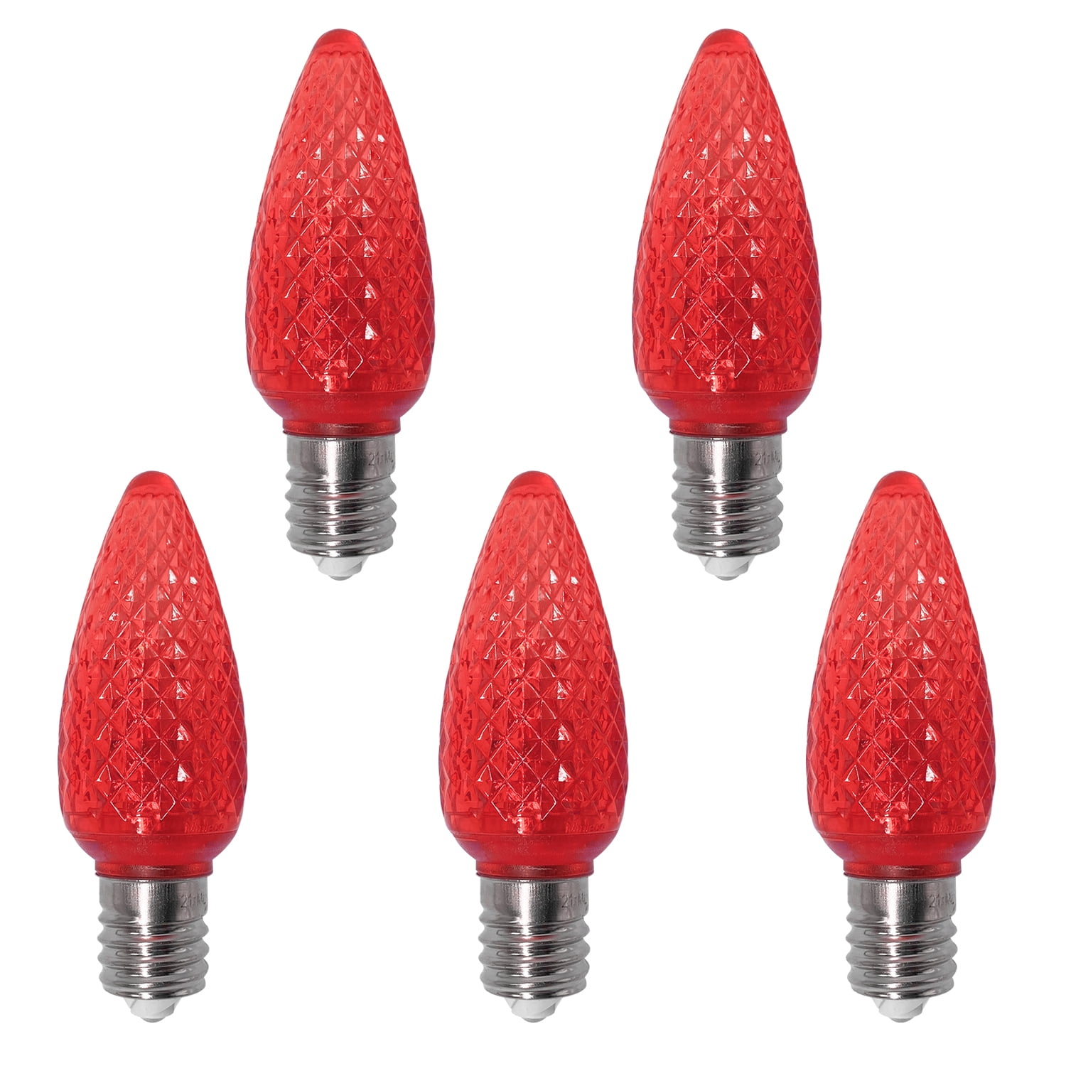 UL Listed 25 Pack C9 Red LED Replacement Bulbs, 3 SMD, Dimmable ...