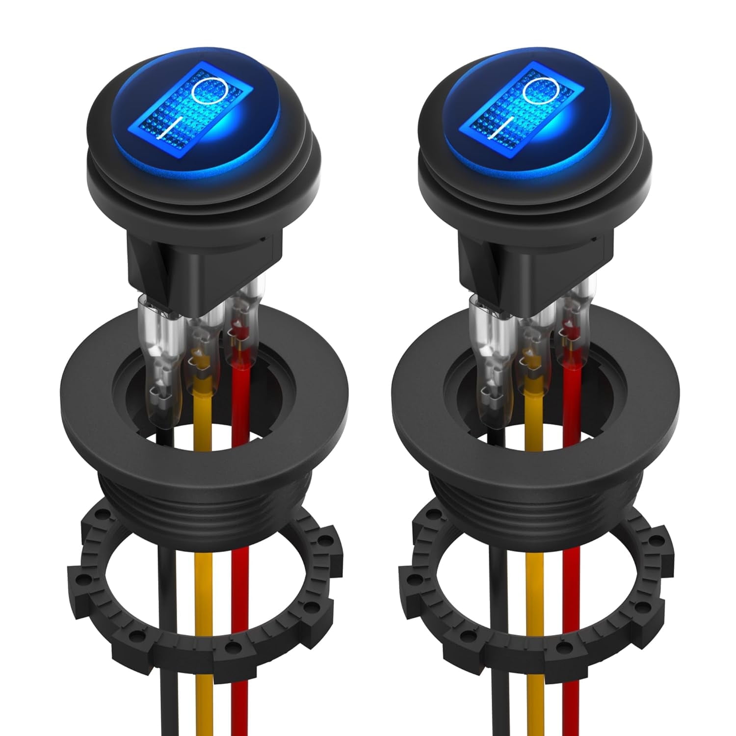 UL Listed Waterproof Round Rocker Switch with Shell 12V Blue LED Rocker ...