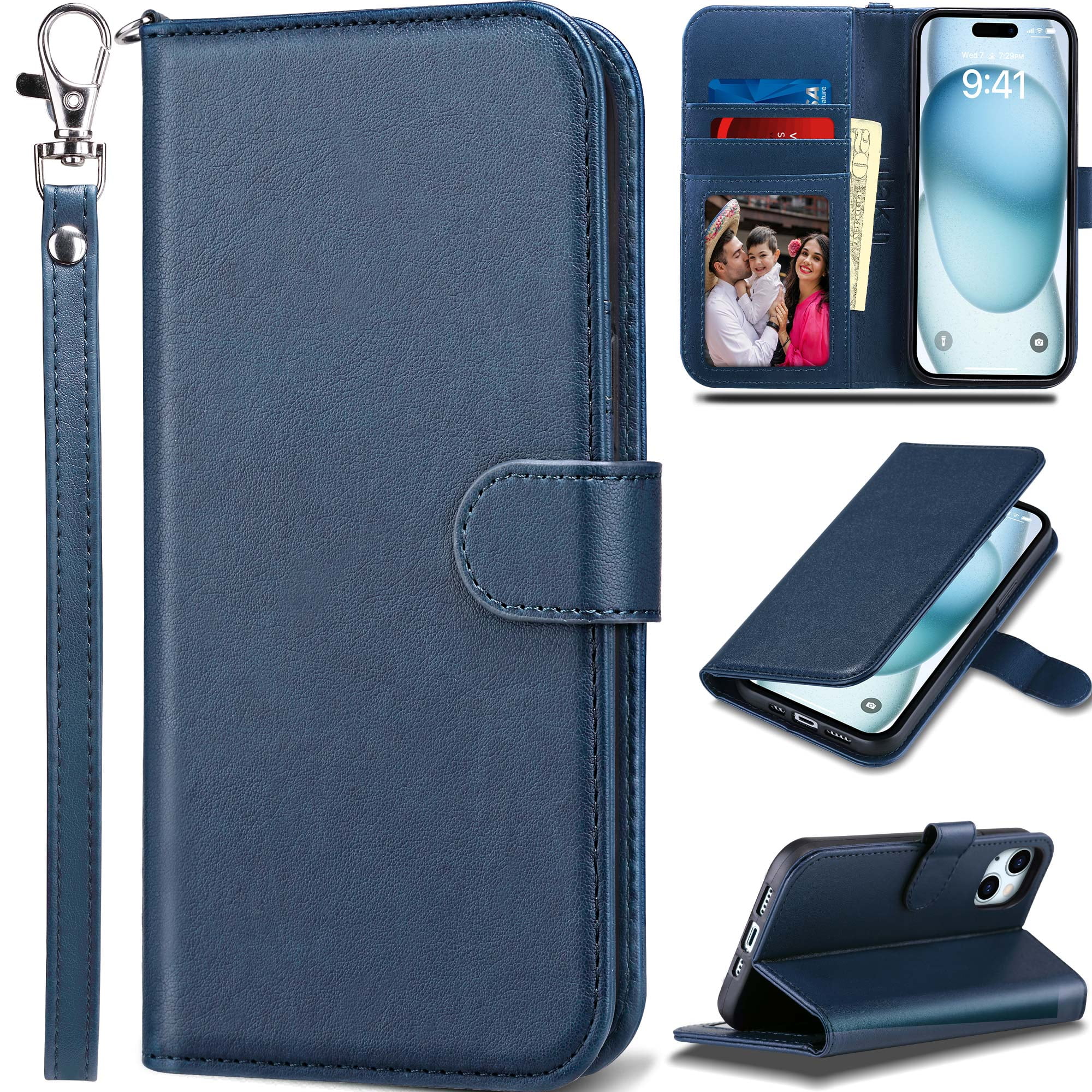 ULAK Case for iPhone 15 Wallet, Kickstand Folio Flip Leather Phone Case ...