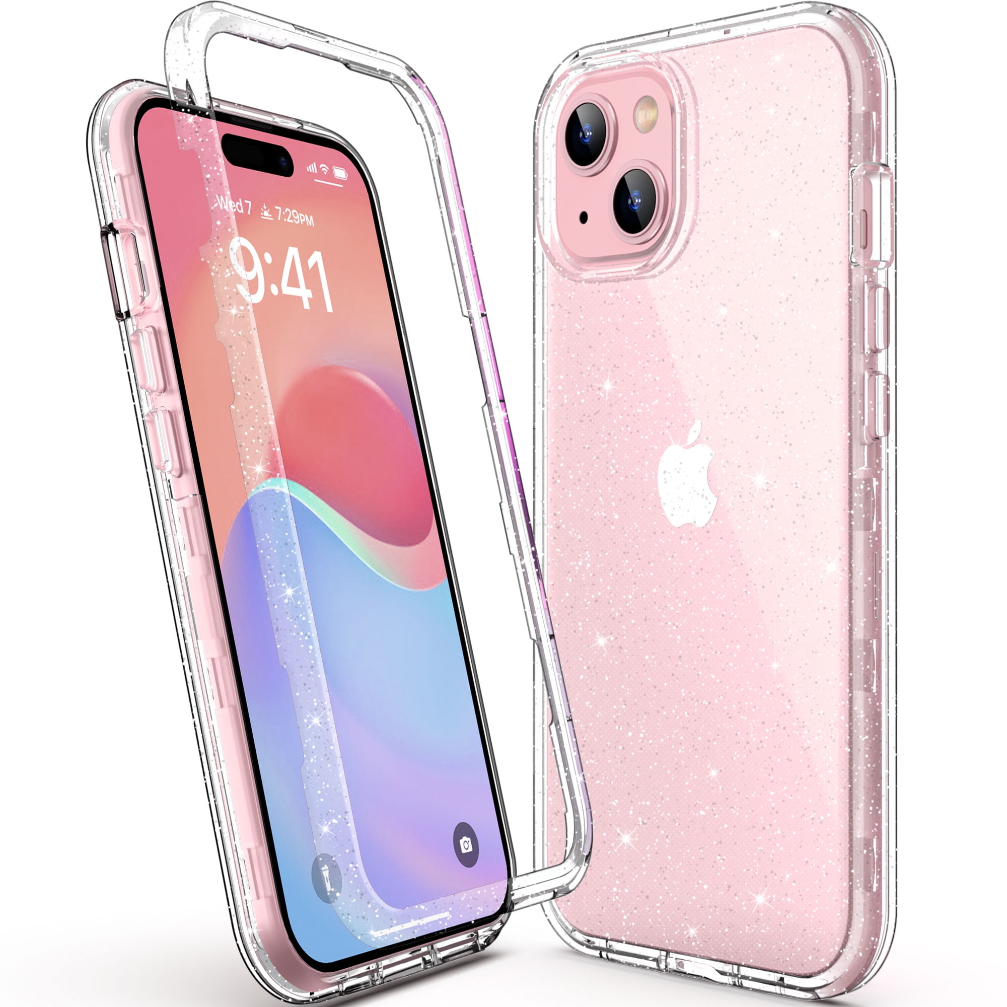 ULAK Rugged Hybrid Glitter Phone Case for iPhone 15 Plus 6.7 inch 2023 ...