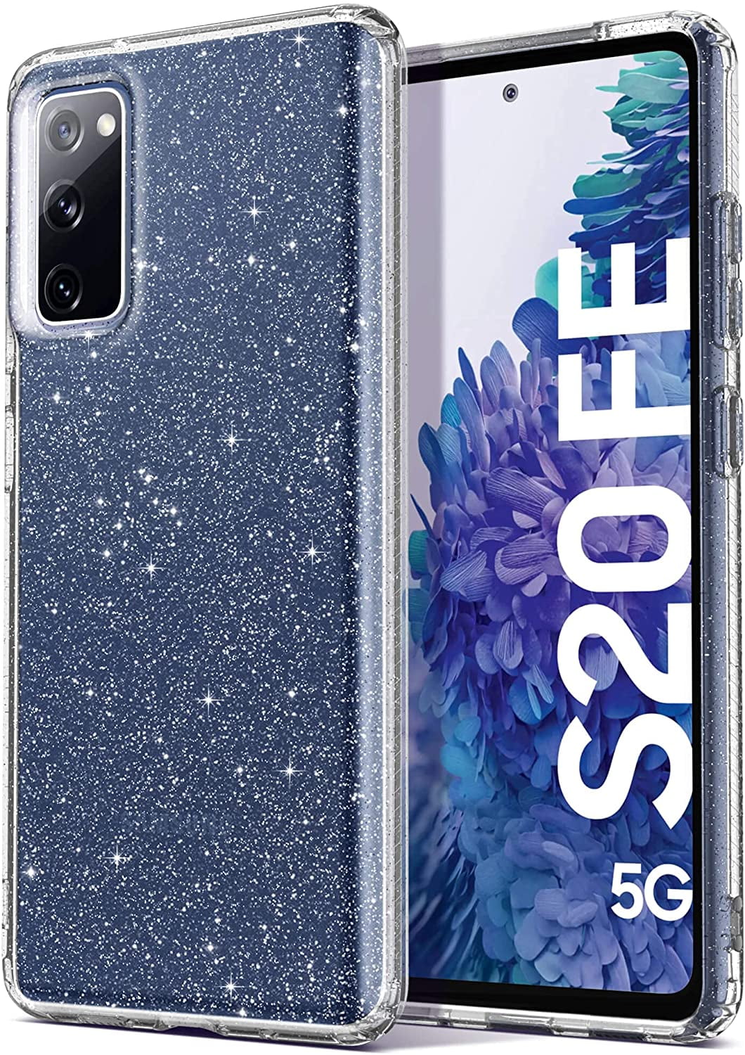 ULAK Samsung Galaxy S20 FE 5G 4G Case, Clear Glitter, Shockproof, Anti-Scratch, Slim Fit, TPU ...
