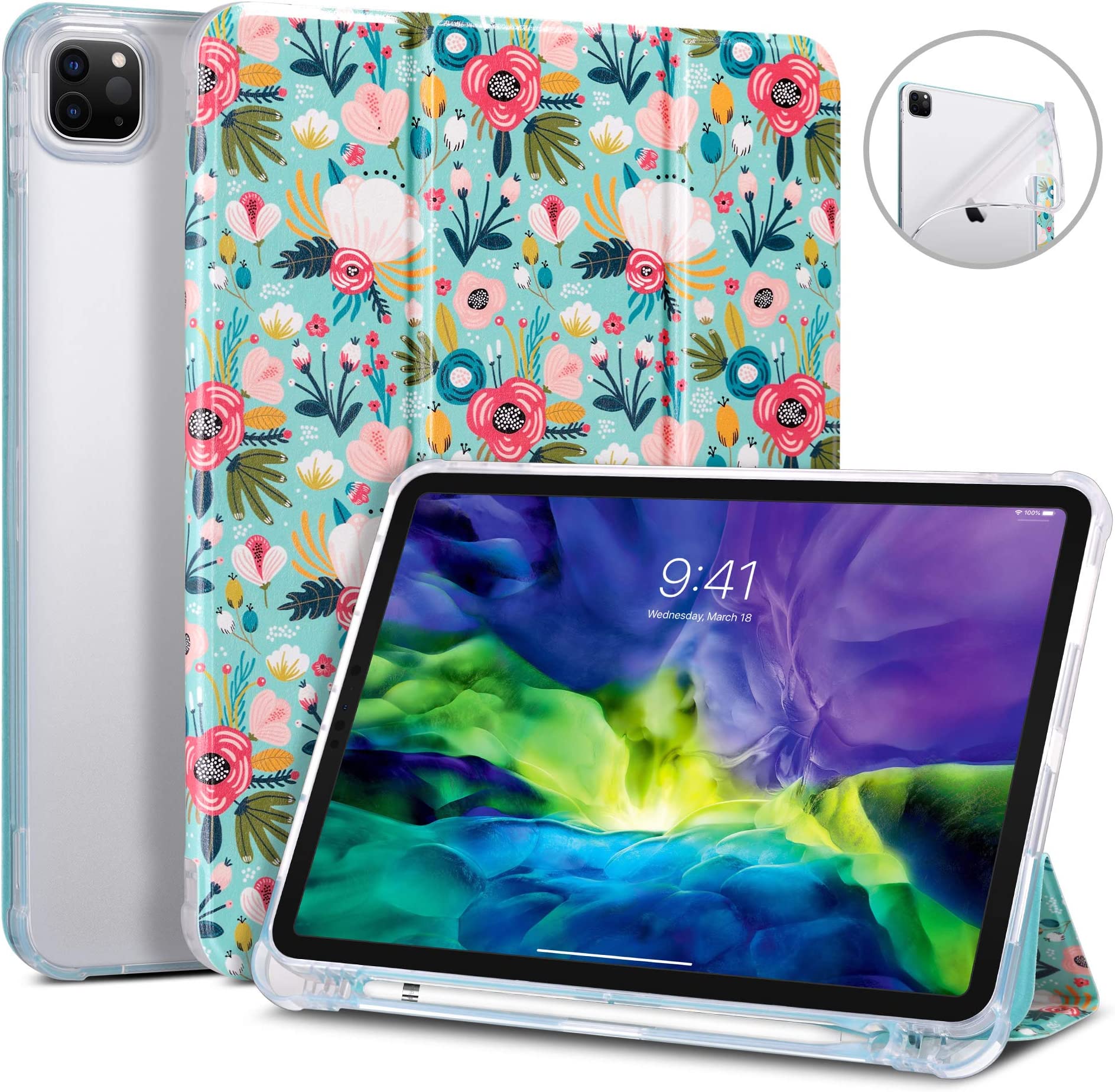 ULAK iPad Pro 11 1st 2nd 3rd 4th generation Case with Pencil Holder ...