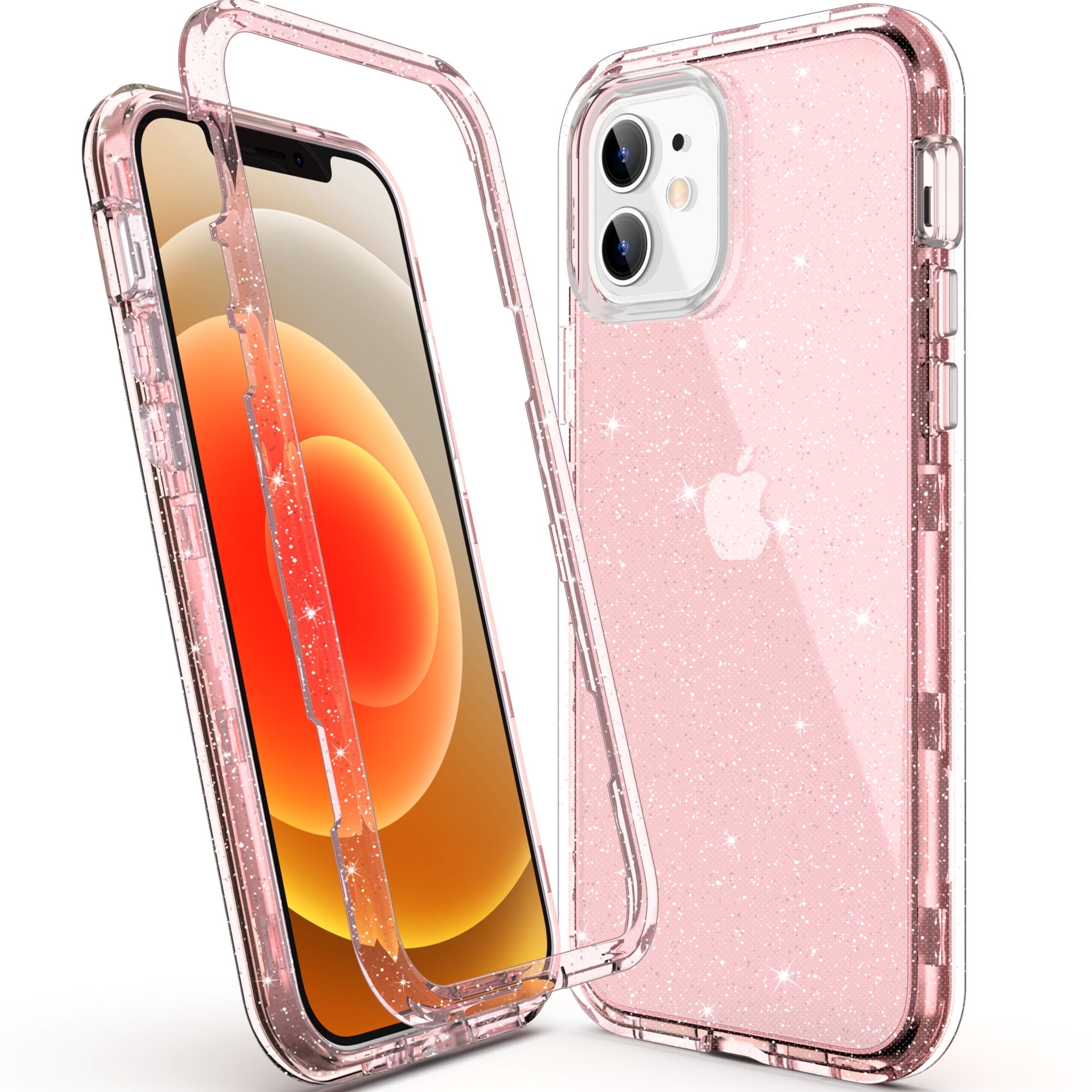 ULAK iPhone 12 Case, iPhone 12 Pro, Clear Sparkle Rugged Slim Phone ...