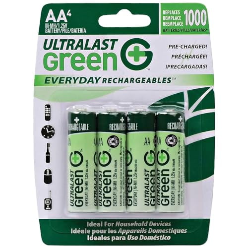 ULGED4AA AA Green Precharged Ready-to-Use Rechargeable Batteries - 4 ...