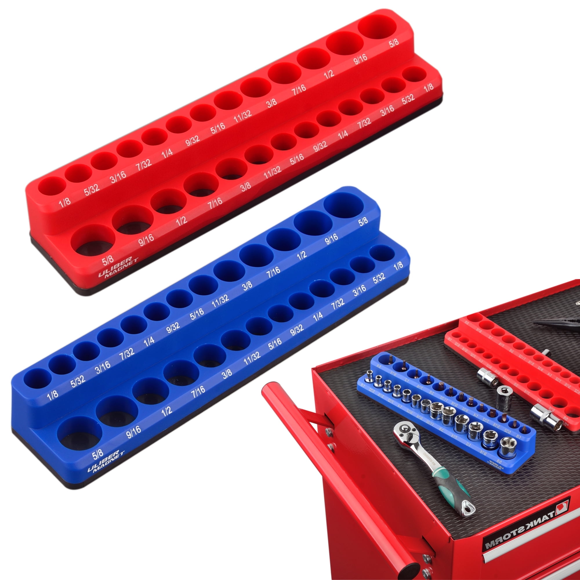 ULIBERMAGNET Magnetic Socket Holder,2PCS 1/4 Inch Socket Organizer Set ...