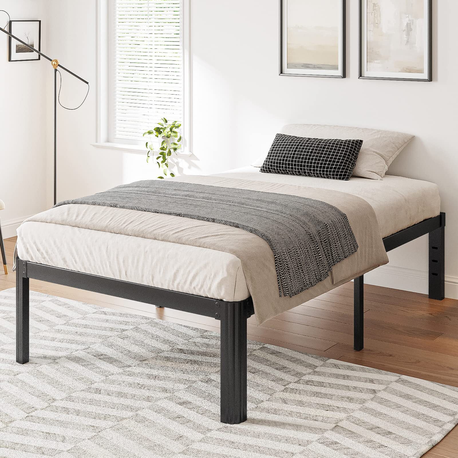 ULIESC 14 Inch High Twin Bed Frame No Box Spring Needed, Heavy Duty ... ULIESC 14 Inch High Twin Bed Frame No Box Spring Needed, Heavy Duty ...