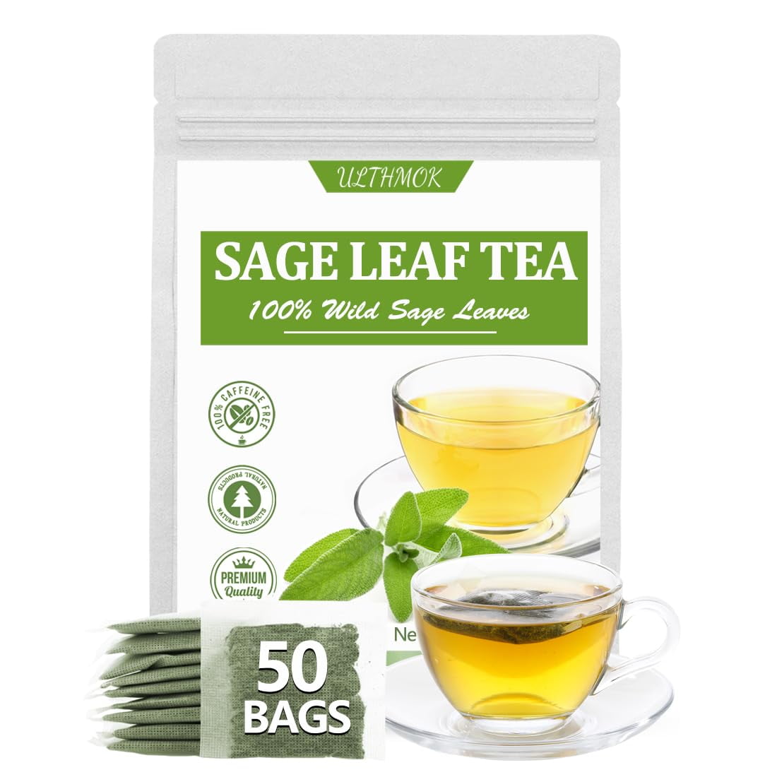 ULTHMOK Sage Tea Bags, Made with 100% Natural Sage Leaves, No Additives ...