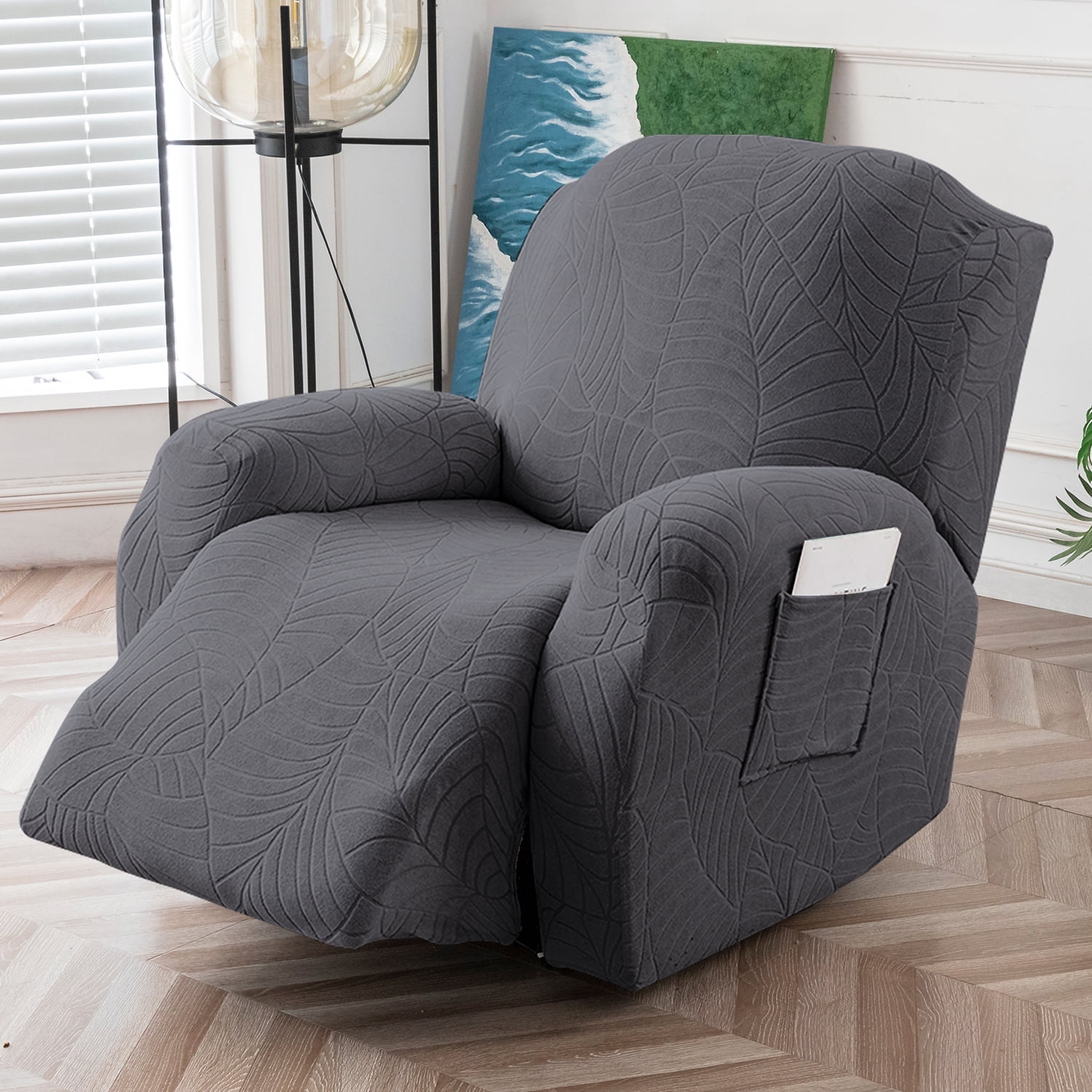 ULTICOR Squared Jacquard Design, 4-Piece, 1 Seat Recliner Cover ...
