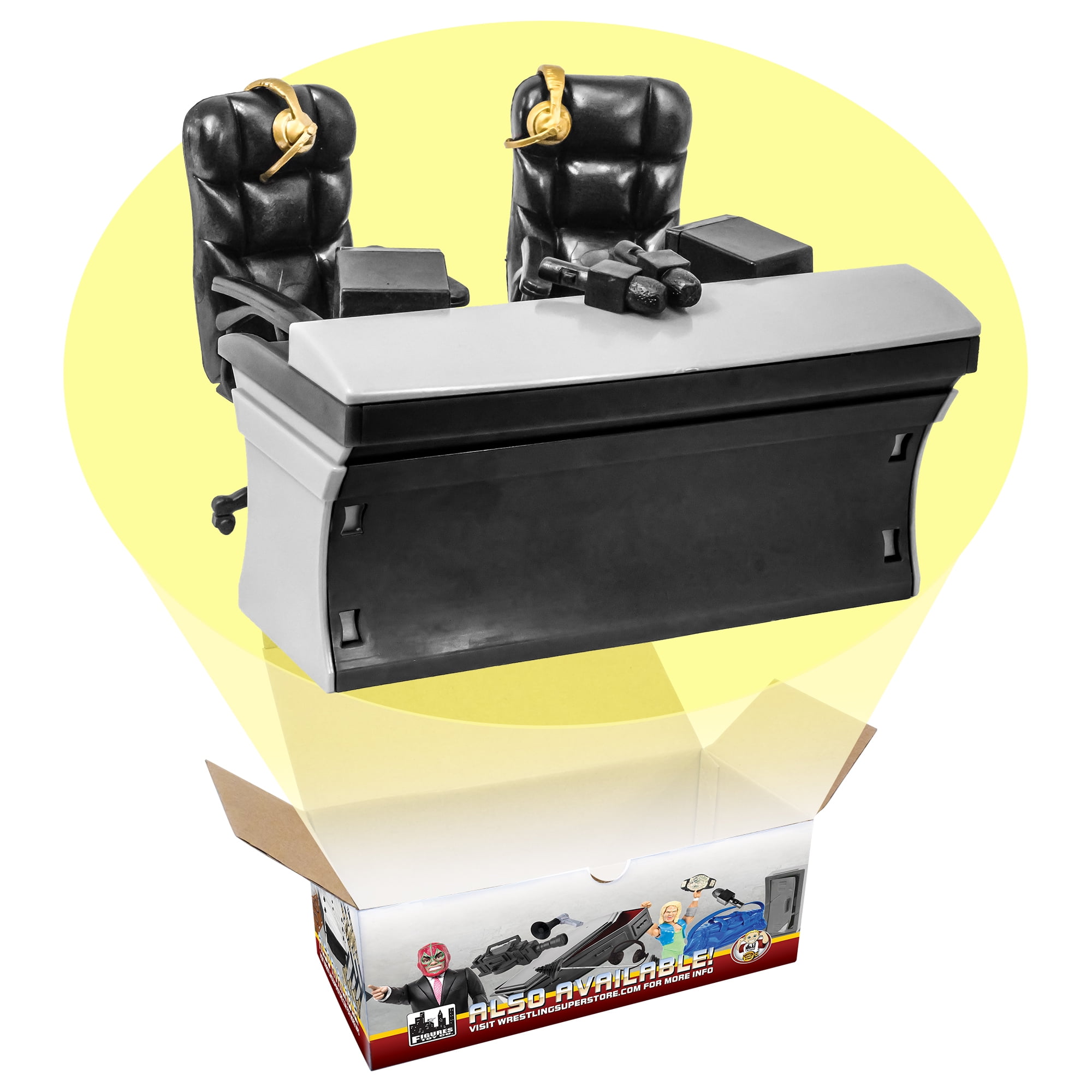 Ultimate Black Commentator Playset with Deluxe Chairs for WWE & AEW ...