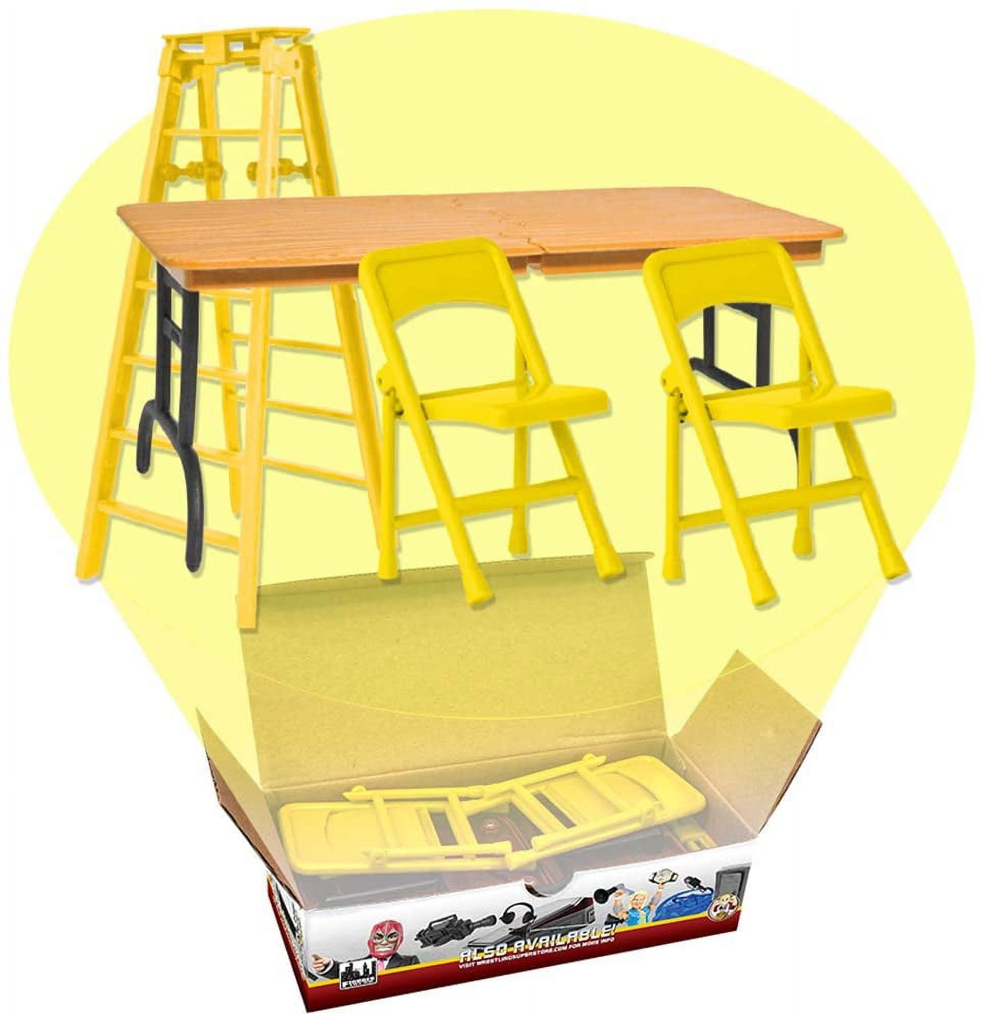 ULTIMATE Ladder, Table & Chairs Yellow Playset for WWE & AEW Wrestling ...