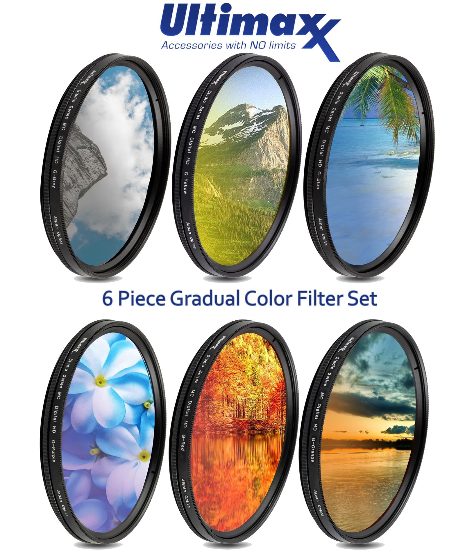 ULTIMAXX Multi-Coated HD 6pc Graduated Color Filter Kit - 58mm with ...