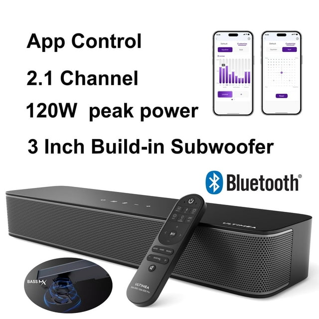 ULTIMEA 2.1ch Mini Sound Bar for TV, Built-in Subwoofer, APP Control ...