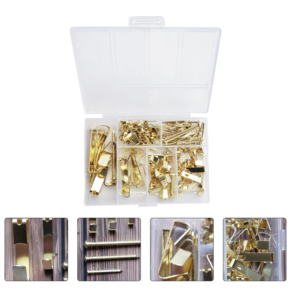 ULTNICE Picture Hanging Kits Wall Mounted Kit Golden Metal 1 Set 130pcs ...