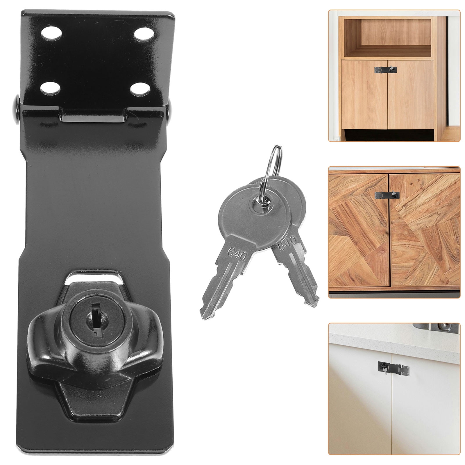 ULTNICE 1 Set Dark Grey Hasp Latch Padlock for Office Use Locking Hinge ...