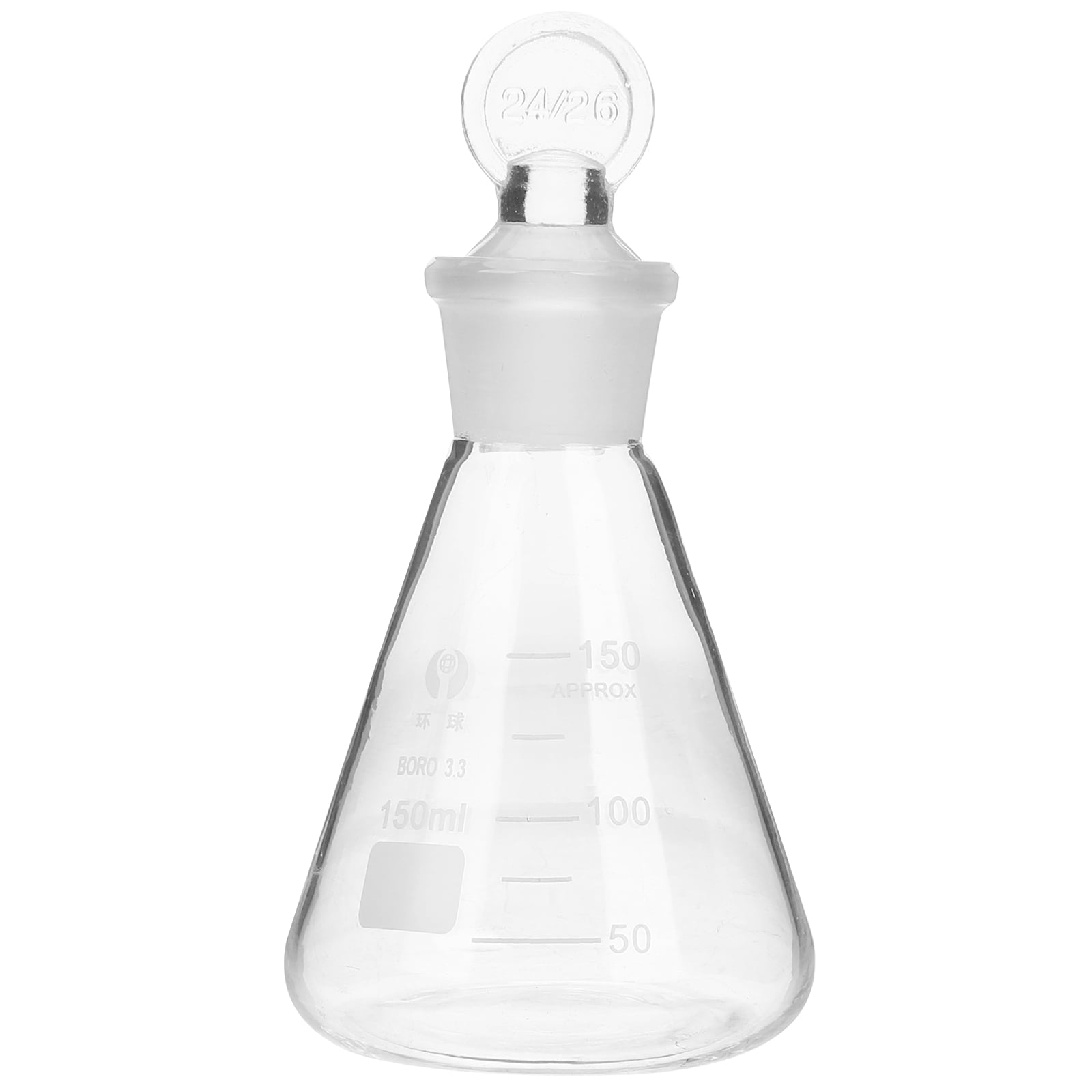 ULTNICE 100ml/150ml Glass Erlenmeyer Flask Set Stopper Lab Bottle For ...