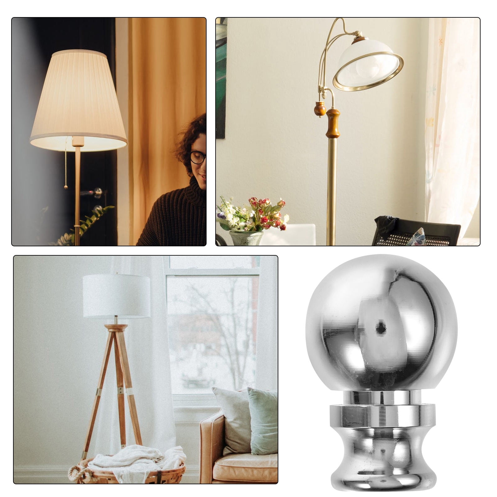 ULTNICE 1Pack Aluminium Alloy Lamp Finial Cap for Lamp Shade in Silver ...