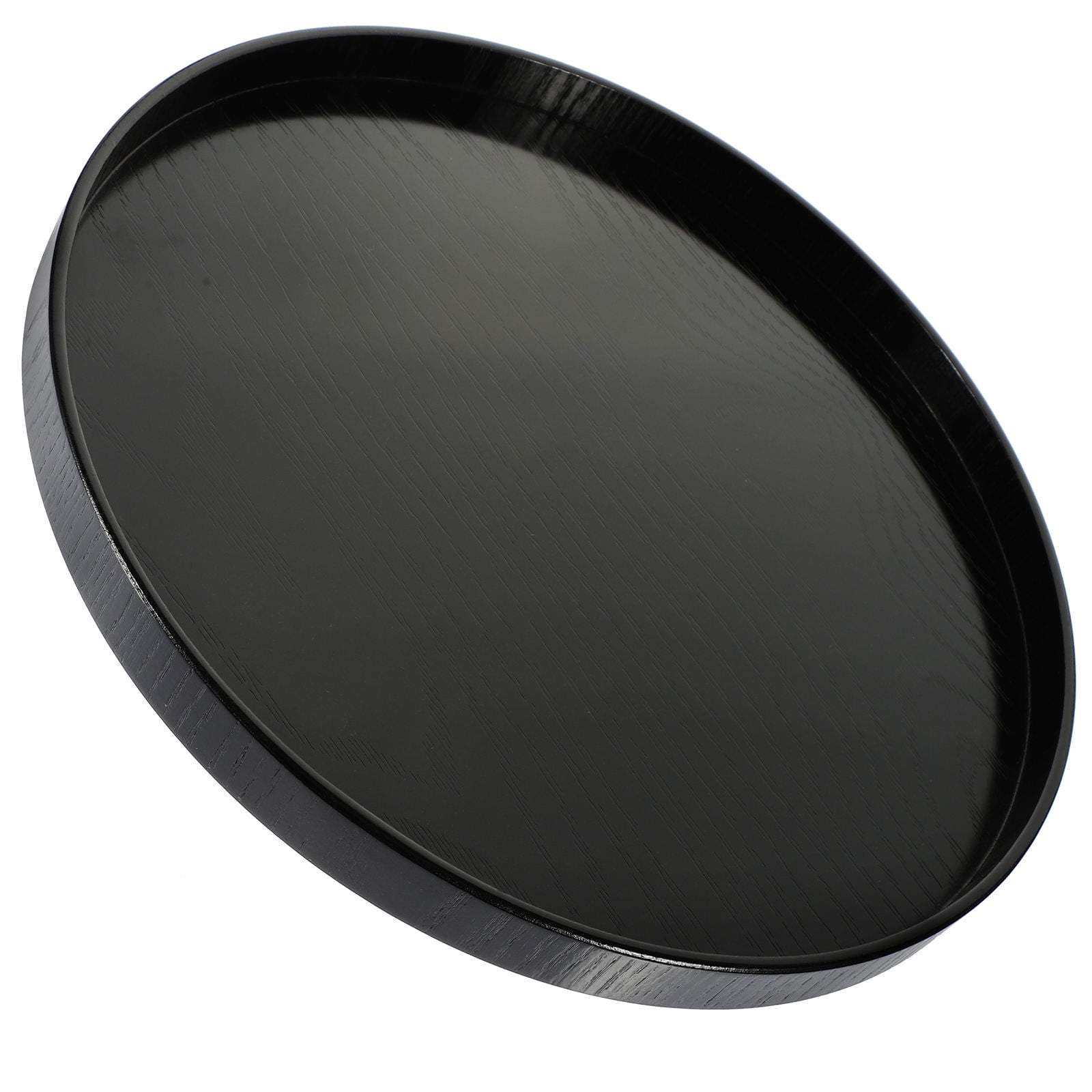 ULTNICE Round Wood Serving Tray Black Wooden 1Pack 11.8x11.8x0.8in ...
