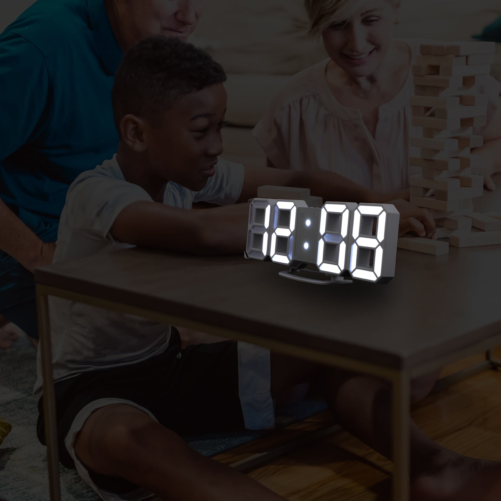 ULTNICE 1Set Wall Clock 3D Digital Screen White Plastic Silent ...