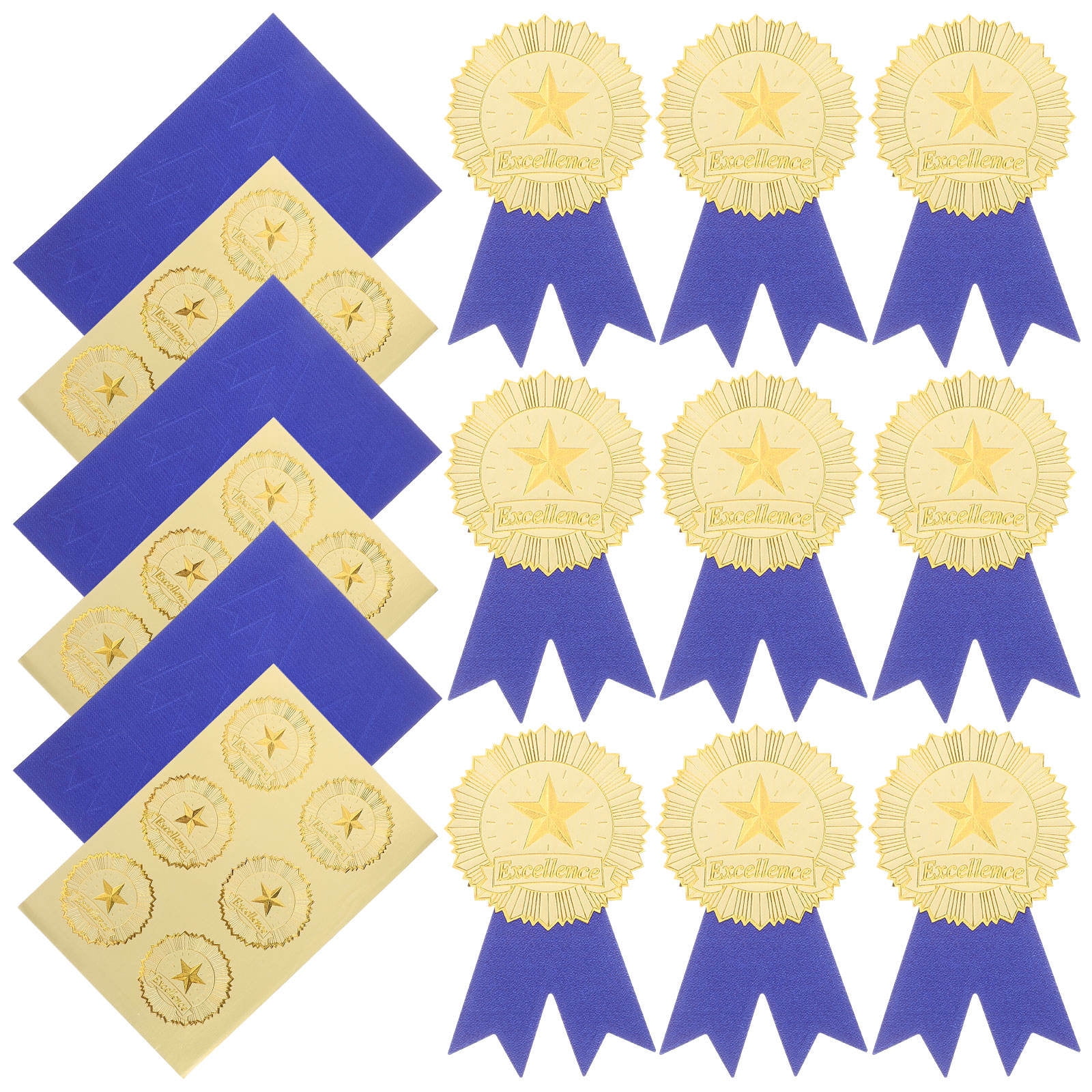 ULTNICE 36 Sets of Award Certificates Stickers Blue Paper for ...