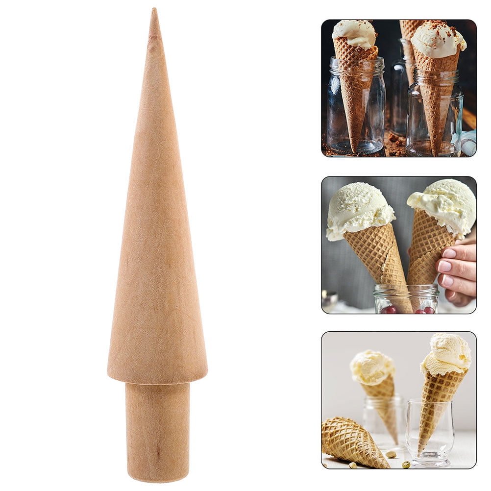 ULTNICE 3Pcs Brown Wooden Ice Cream Cone Molds For Ice Cream Shape And ...