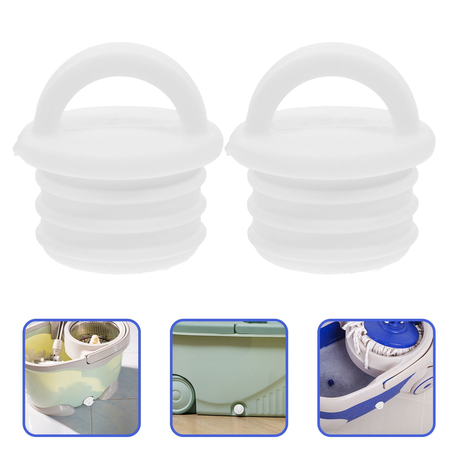ULTNICE 3Pcs Rubber Drain Stoppers White Mop Bucket Quick Drainage Easy ...
