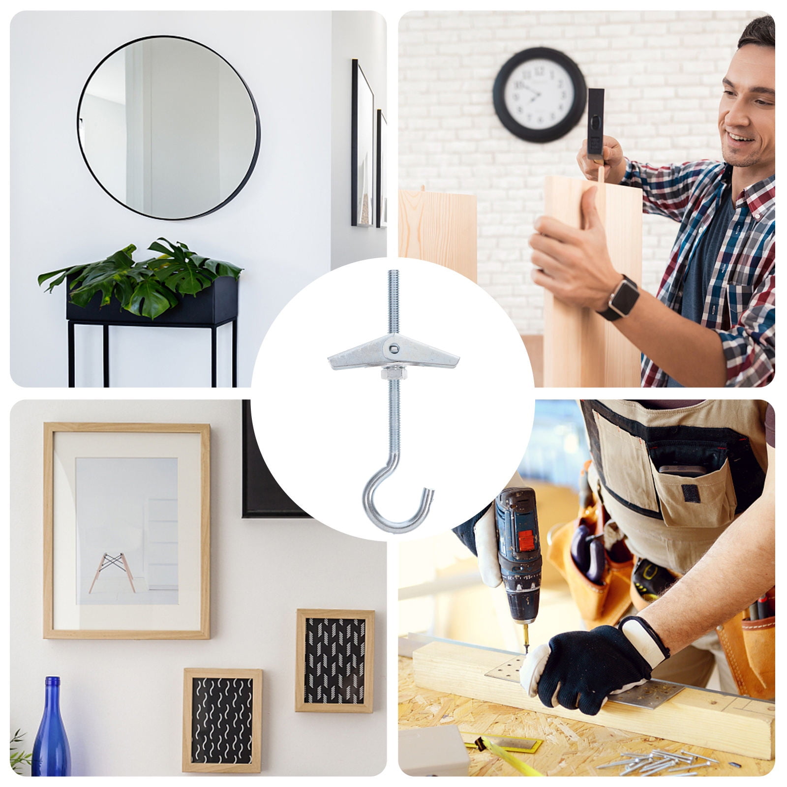 ULTNICE 5 Sets Hook Hook Drywall Anchor Plasterboard Toggle Anchors for Drywall Carbon Steel ...