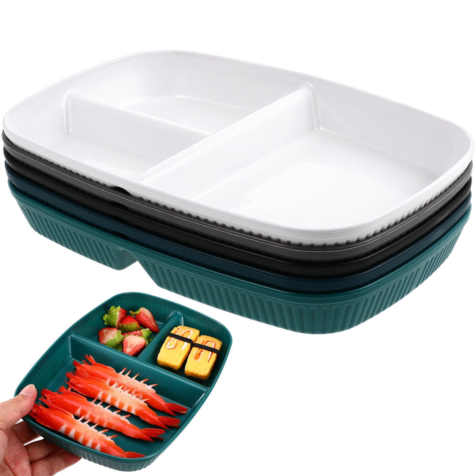 ULTNICE Balanced Nutrition Divided Food Serving Tray Black 5Pcs ...