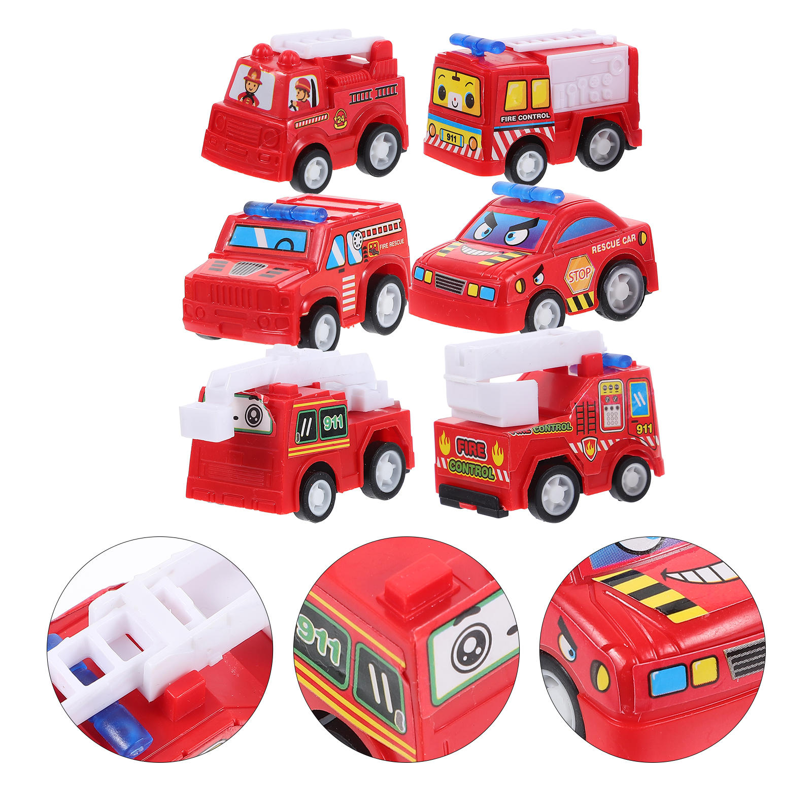 ULTNICE 6Pcs Toy Car Model Pull-Back Construction Vehicles Plastic ...
