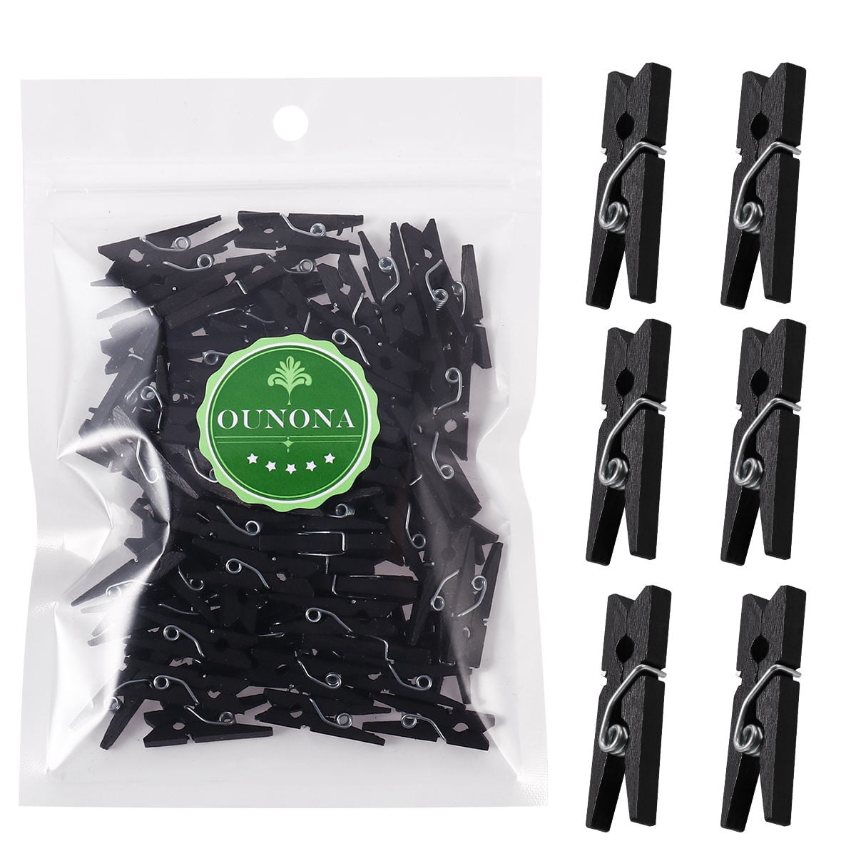 ULTNICE Photo Clips Black Mini Natural Wooden Paper Clips 100 Pcs ...