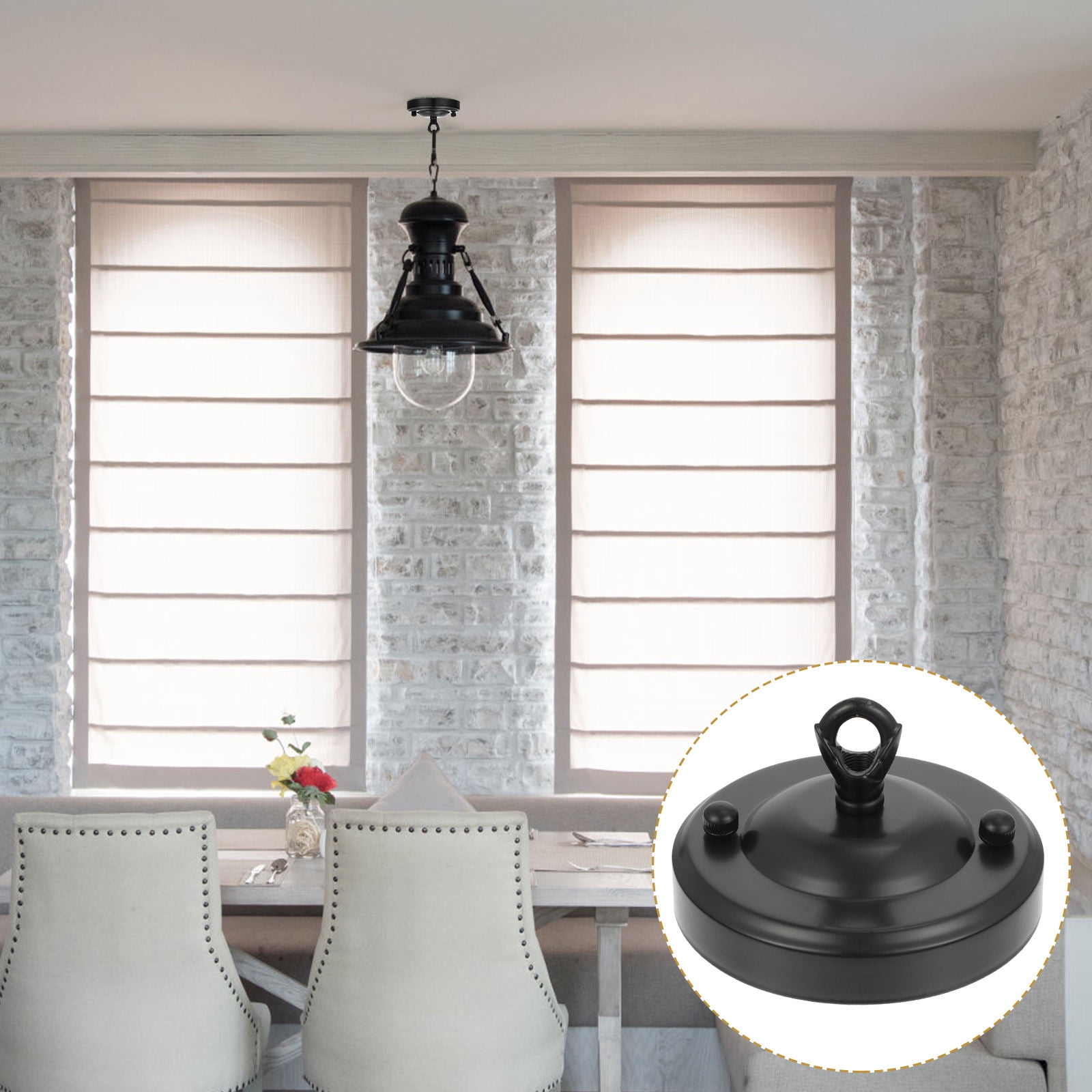 ULTNICE Ceiling Light Cover Plate Iron 4.05x4.05in 1Pack Black ...