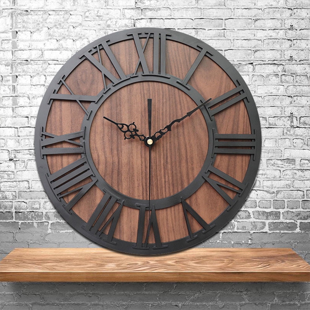 ULTNICE Modern Wall Clock Roman Numeral Design for Living Room 1Set ...