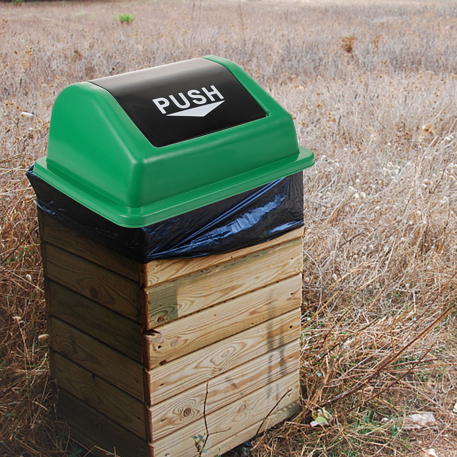 ULTNICE Plastic Trash Can Lid Heavy Duty Garbage Can Cover For Outdoor ...