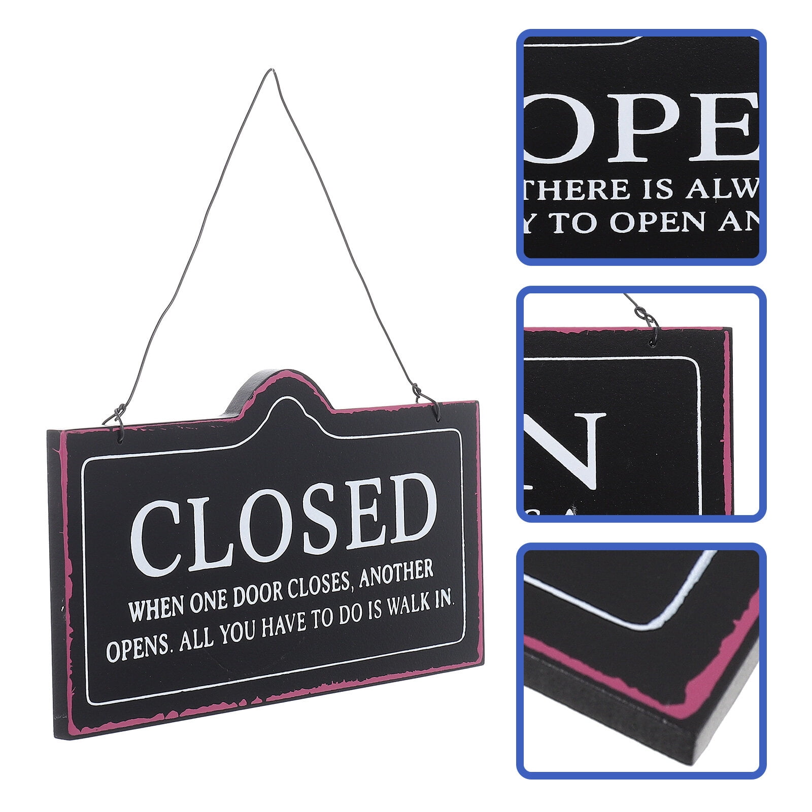 ULTNICE Simple Open Closed Flip Sign Wooden Square Accessory 1Pcs ...