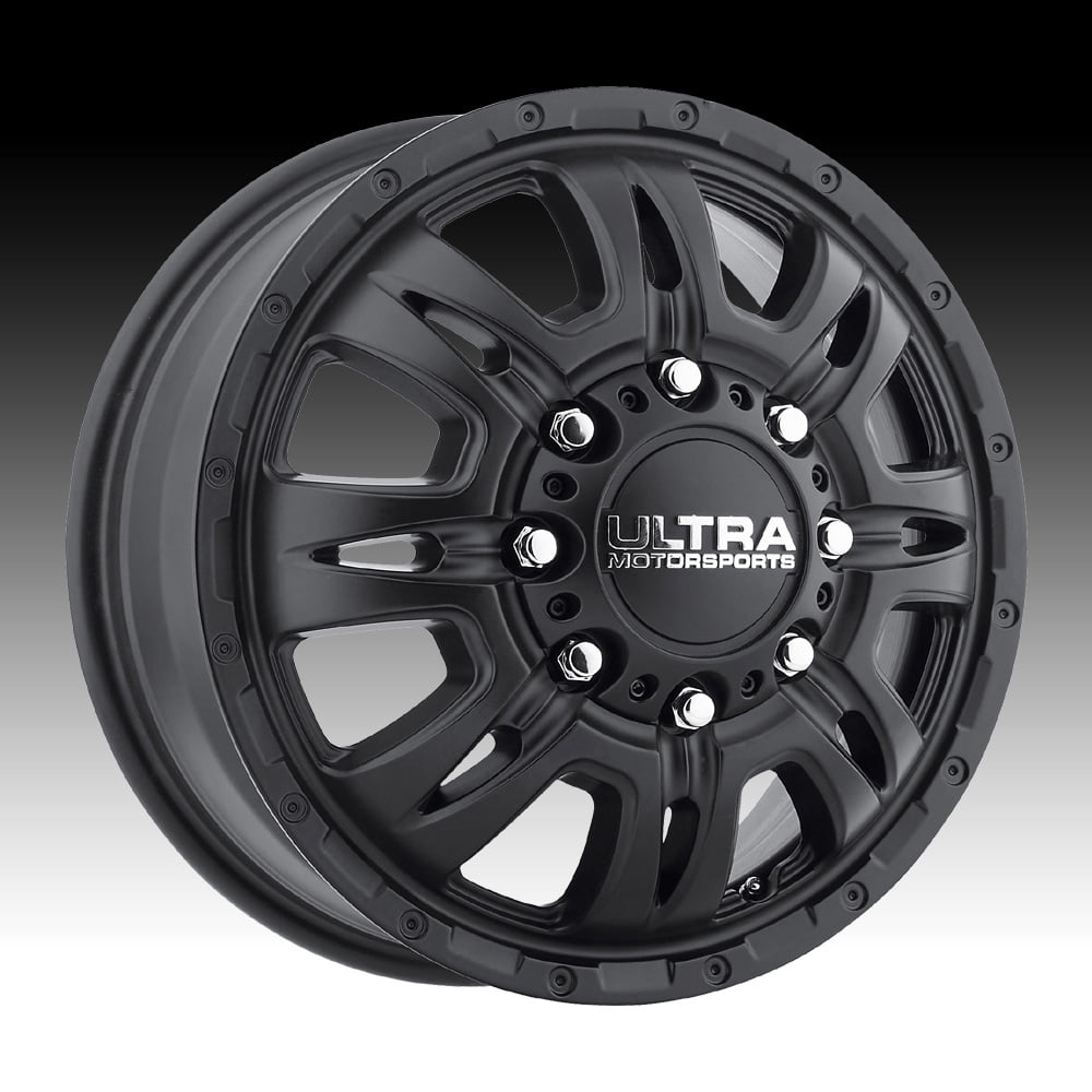 ULTRA 049sb predator dually 17x6.5 +129et 121.70mm satin black wheel ...